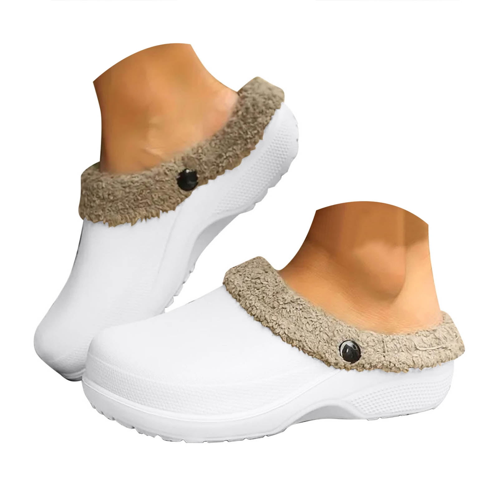 Dakaela Fleece Lined Clogs for Women Men Waterproof Winter Fuzzy ...