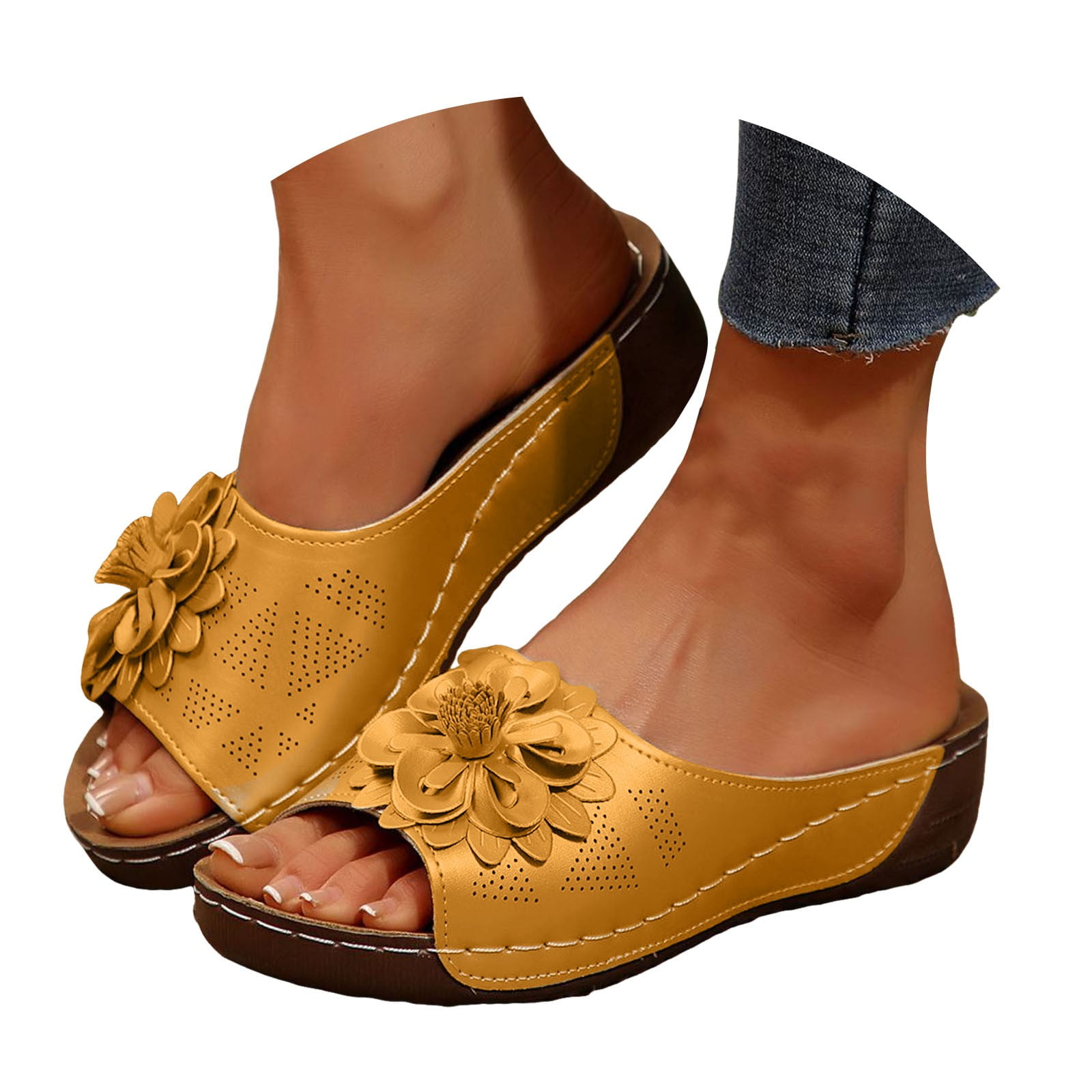 Dakaela Flowers Orthopedic Sandals for Women Arch Support Wedge Slides ...