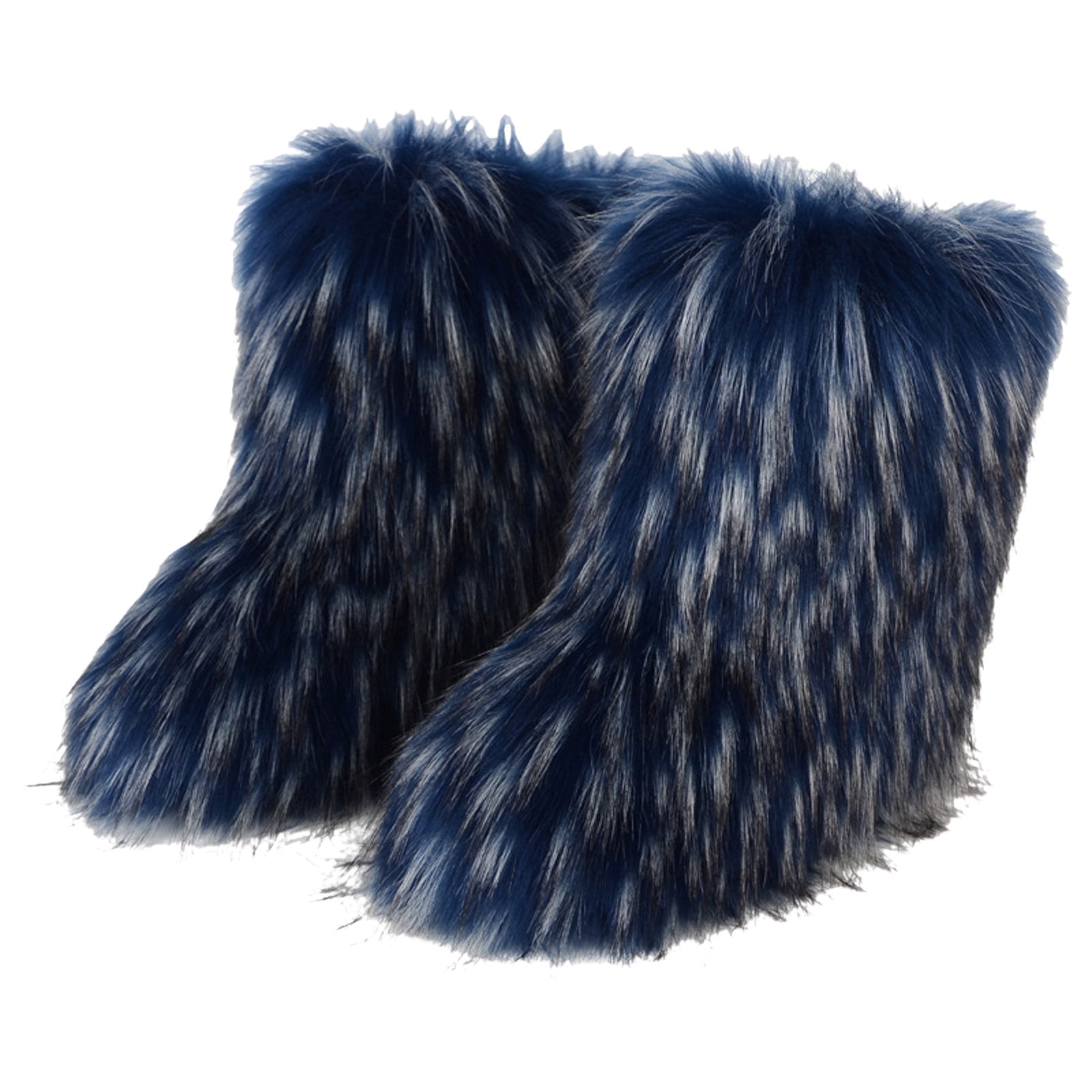 Dakaela Furry Boots for Women Fluffy Platform Flat Ankle Snow Mini ...