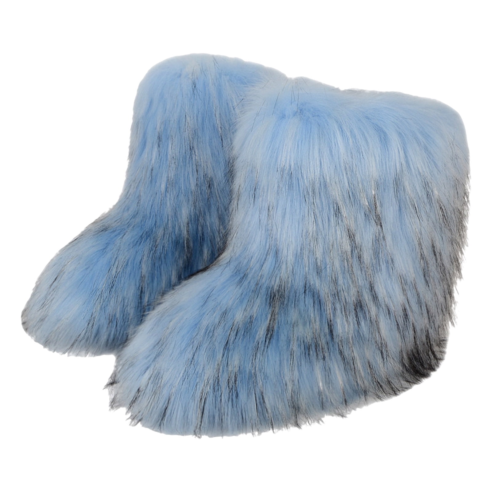 Dakaela Furry Boots for Women Fluffy Platform Flat Ankle Snow Mini ...