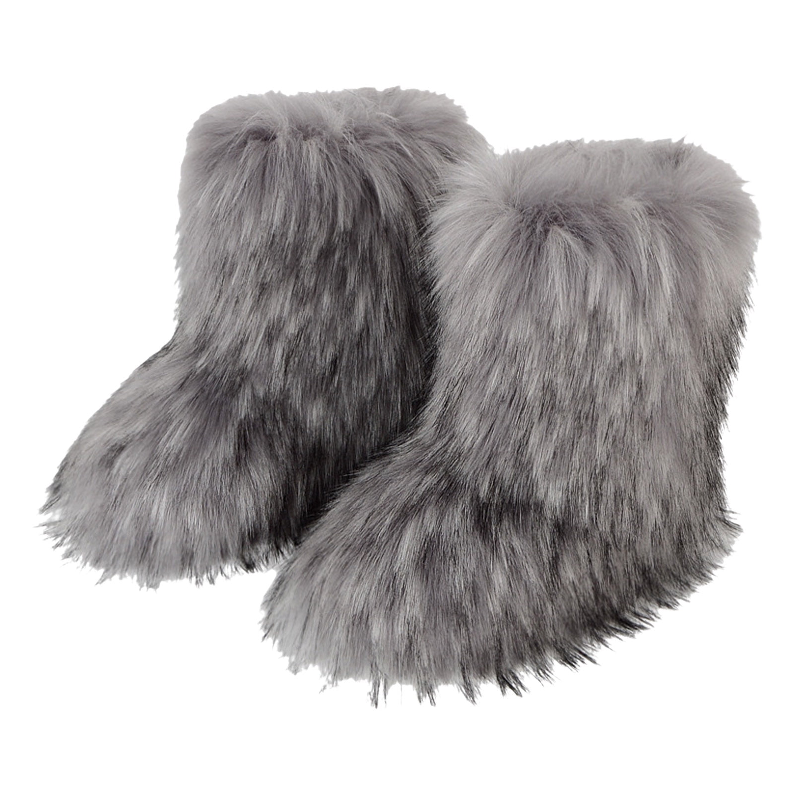 Dakaela Furry Boots for Women Fluffy Platform Flat Ankle Snow Mini ...