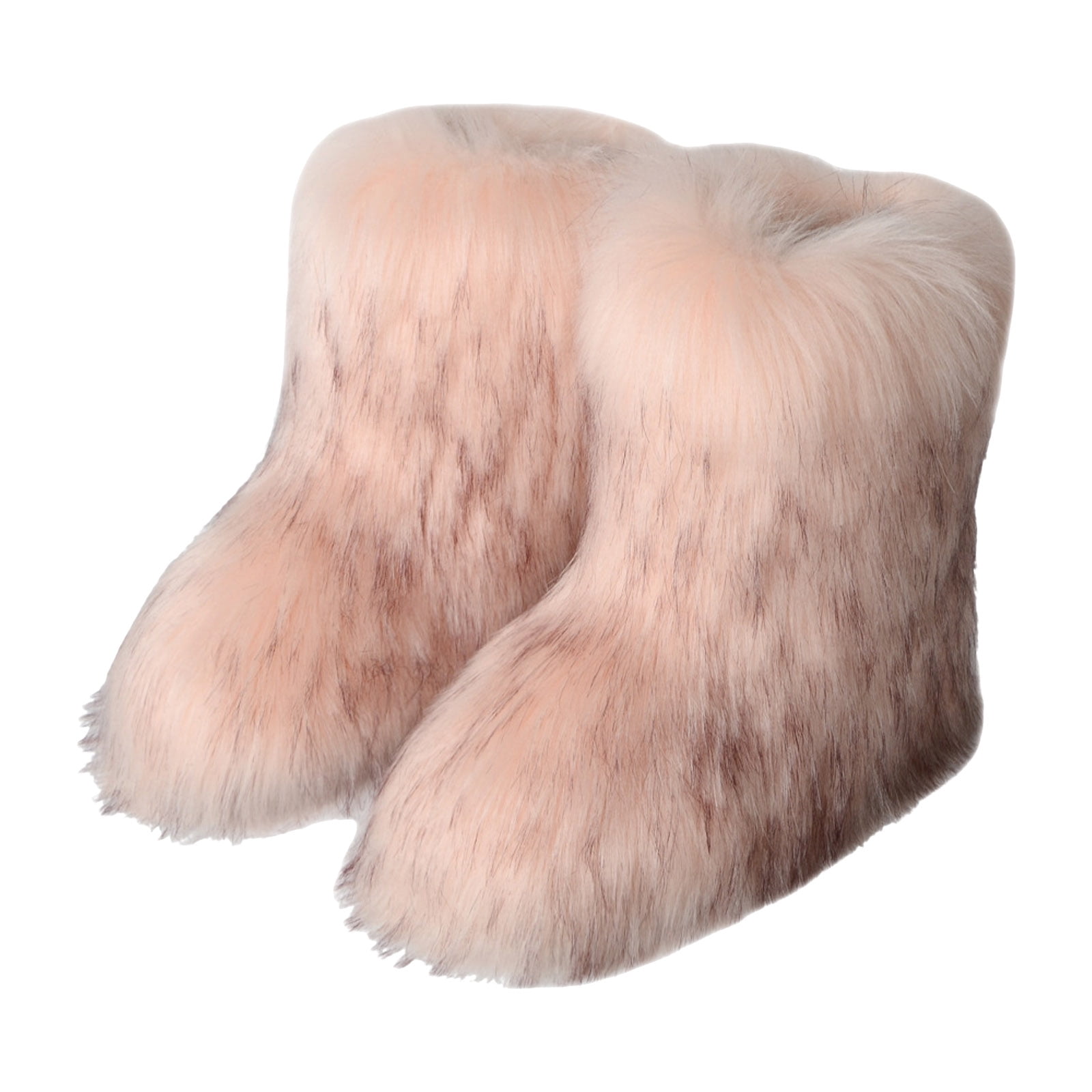 Dakaela Furry Boots for Women Fluffy Platform Flat Ankle Snow Mini ...