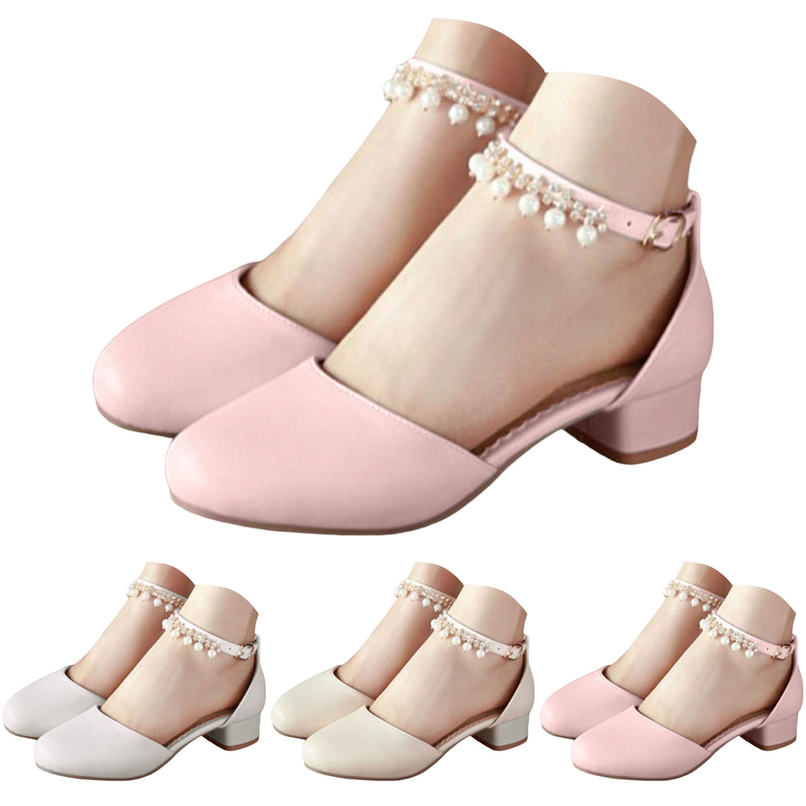 Dakaela Girls Heels Dress Shoes Kids Closed Toe Wedding Party School ...