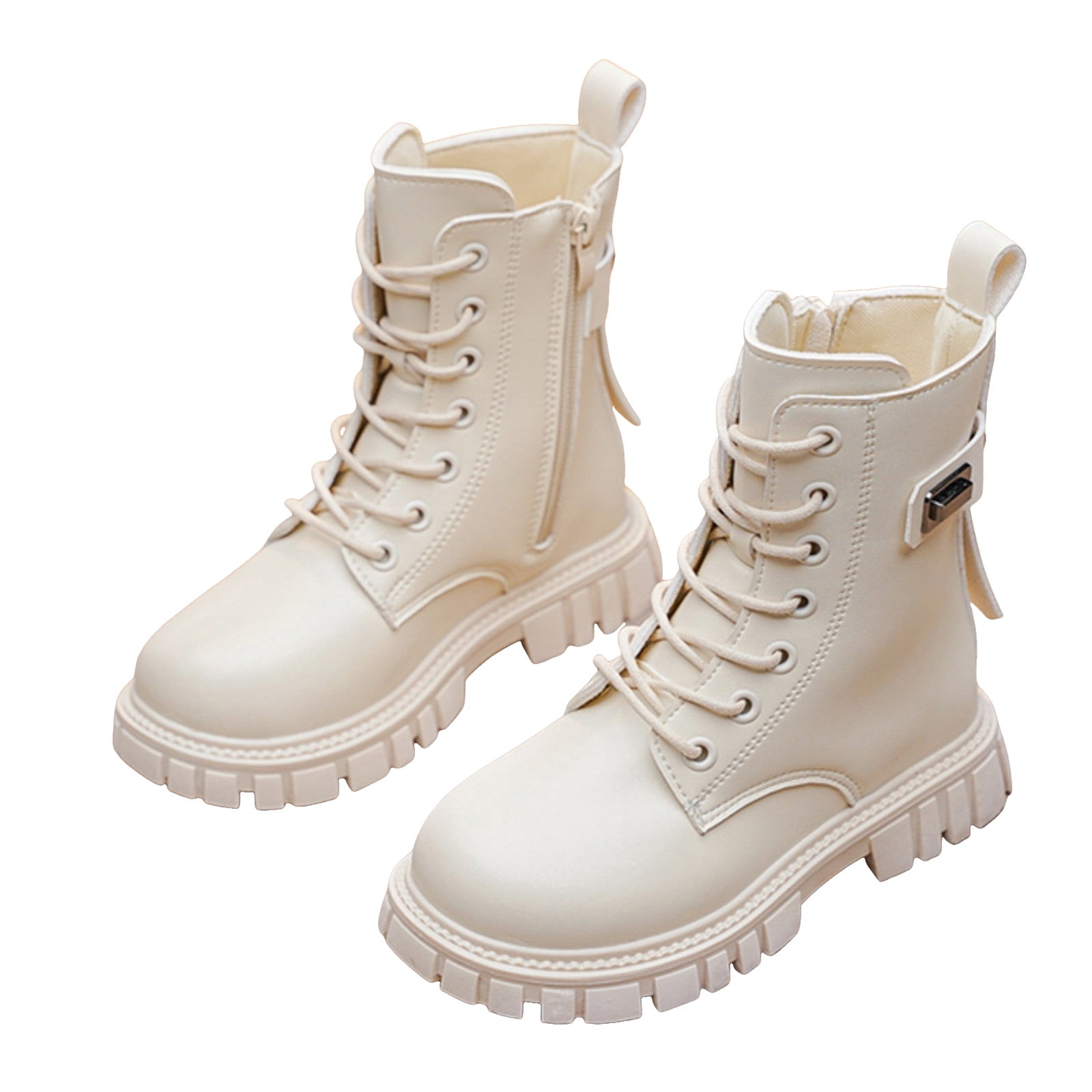Dakaela Girls Lace up Ankle Boots Fashion Leather Combat Riding Booties ...
