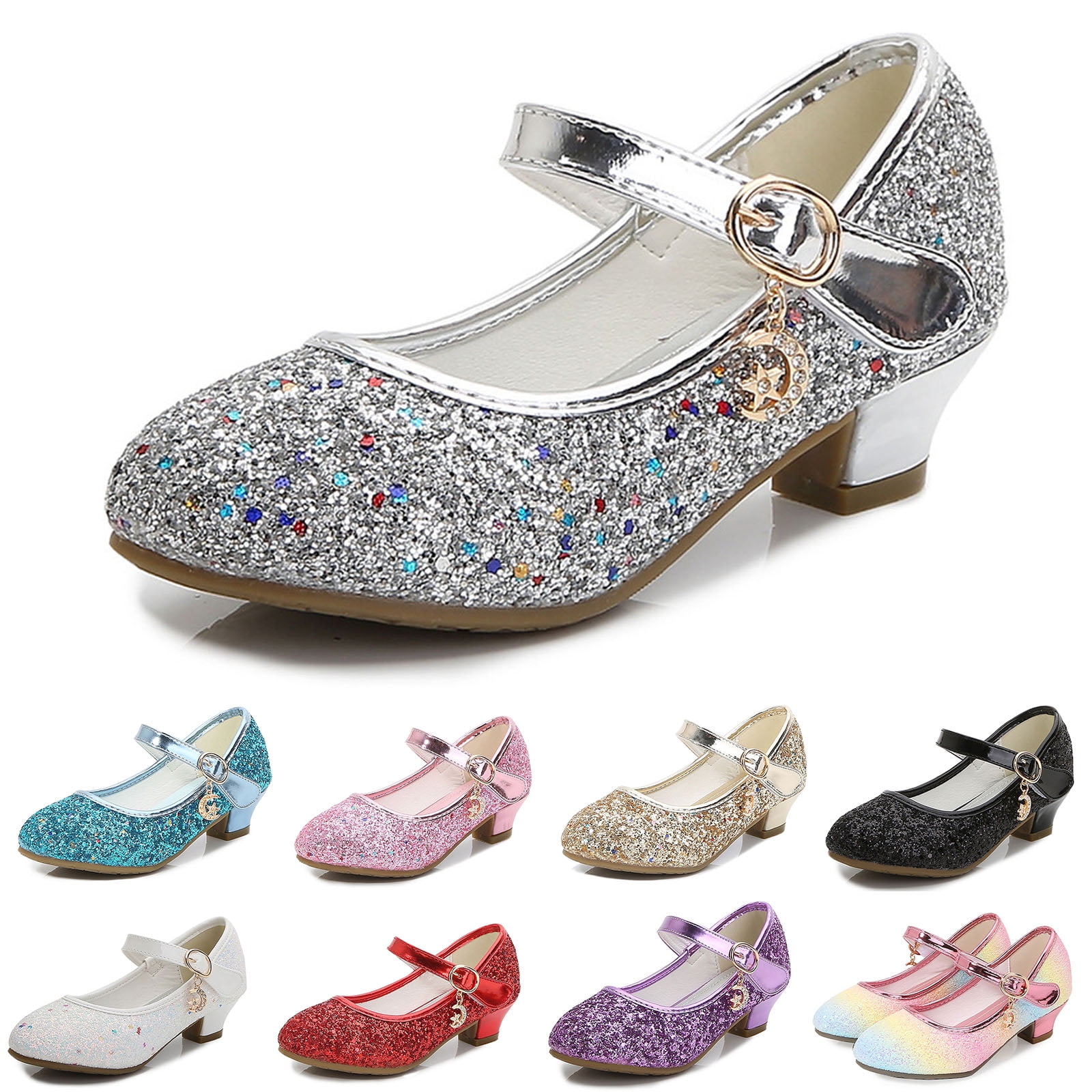 Dakaela Girls Mary Jane Dress Shoes Toddler Rhinestone Princess Wedding ...