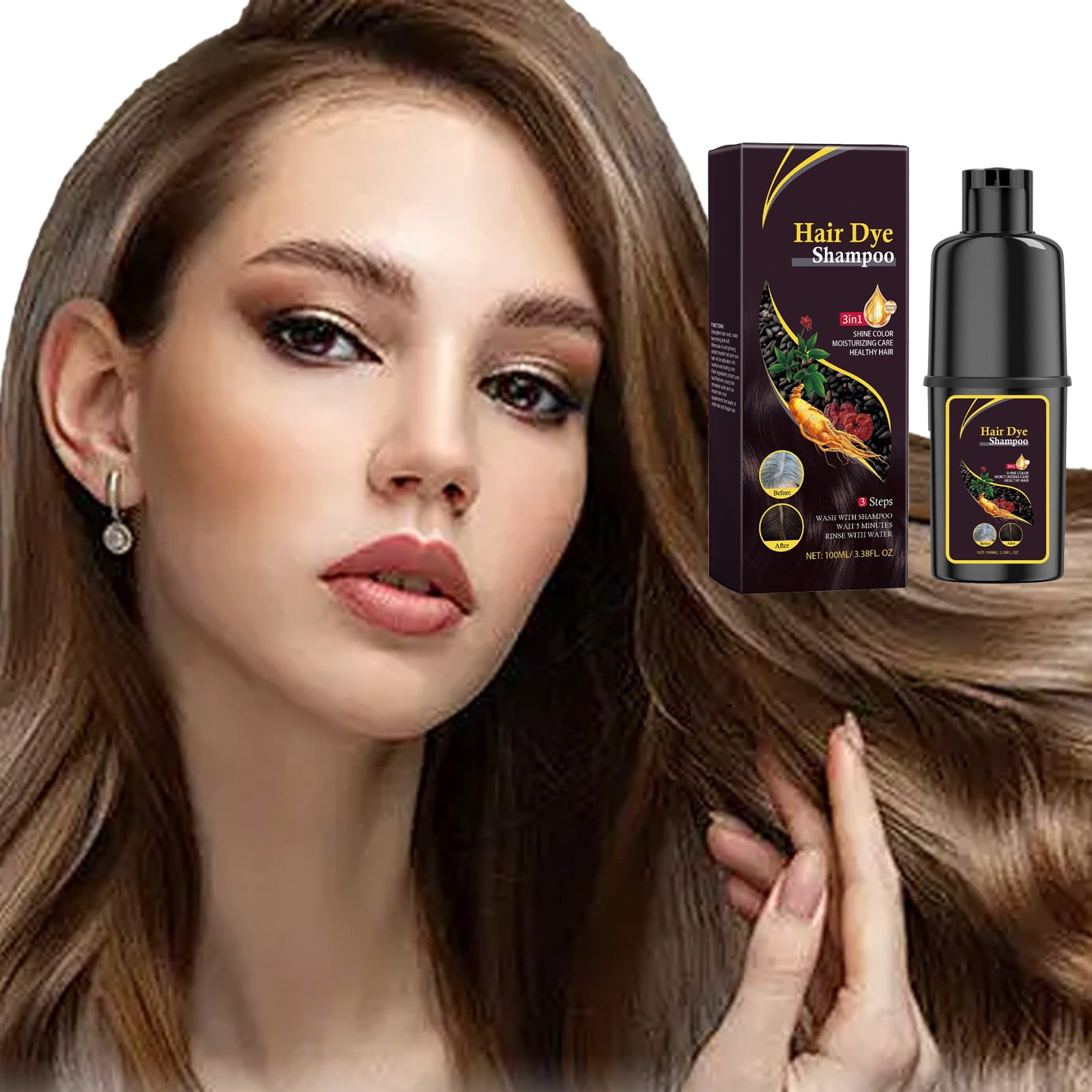Dakaela Hair Dye Shampoo 3 In 1 Hair Color Shampoo Instant Coloring Nature Treated For Men And