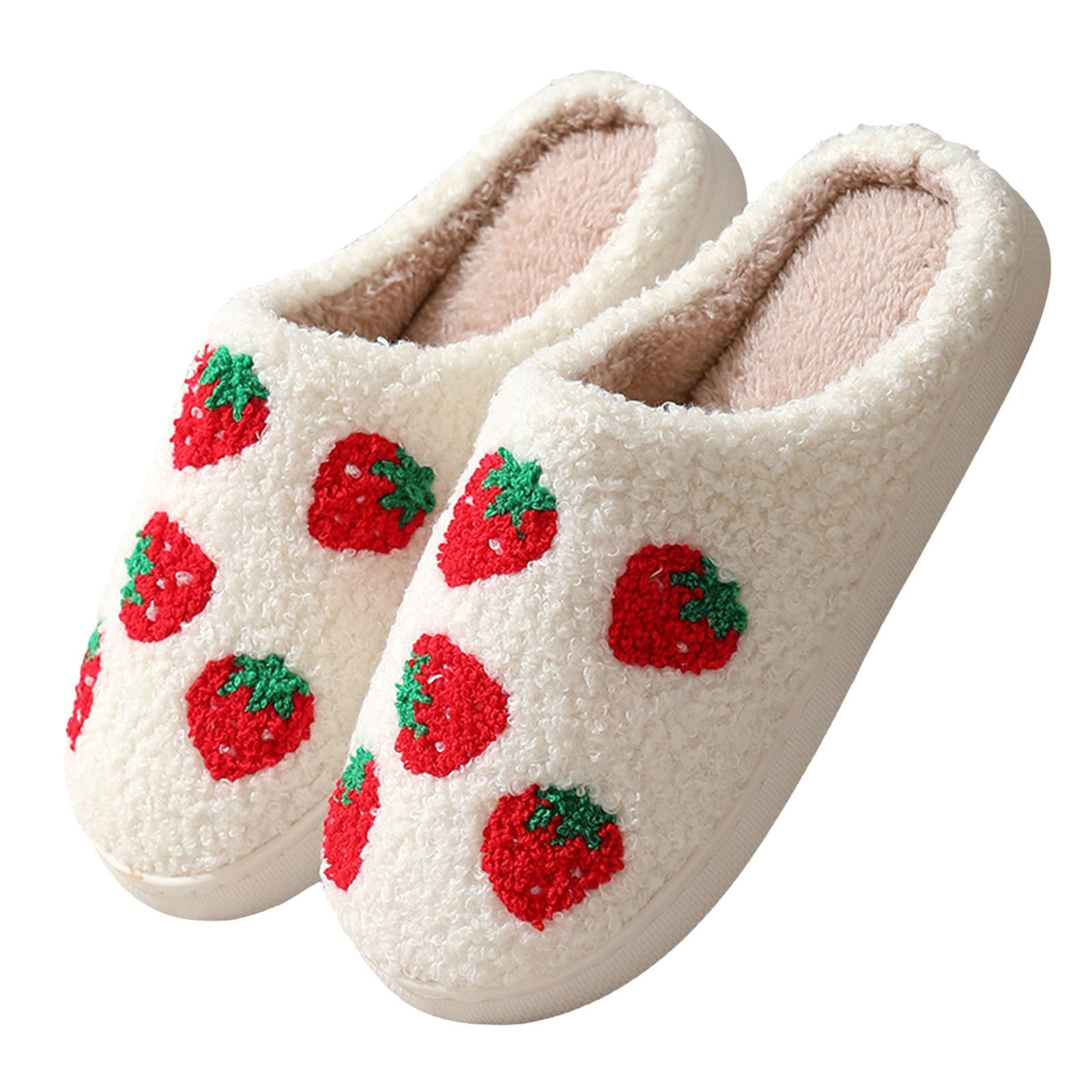 Dakaela House Slippers for Women Fuzzy Fruit Series Strawberry Bedroom ...