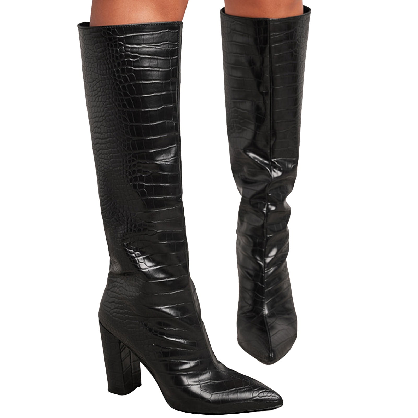 Dakaela Knee High Boots for Women Chunky Heel Dressy Winter Shoes ...
