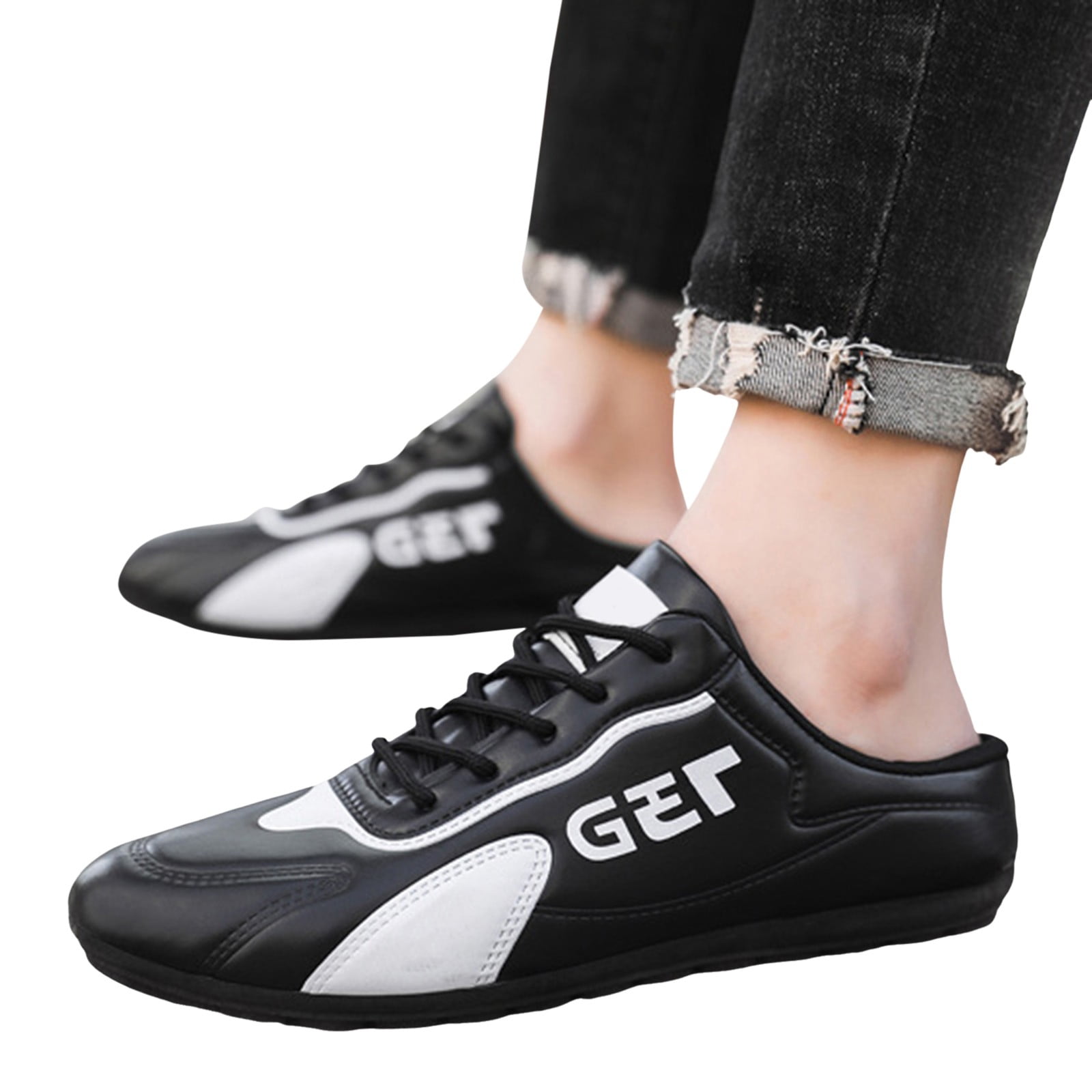 Dakaela Men's Slip on Mule Sneakers Wide Backless Tennis Shoes Closed ...