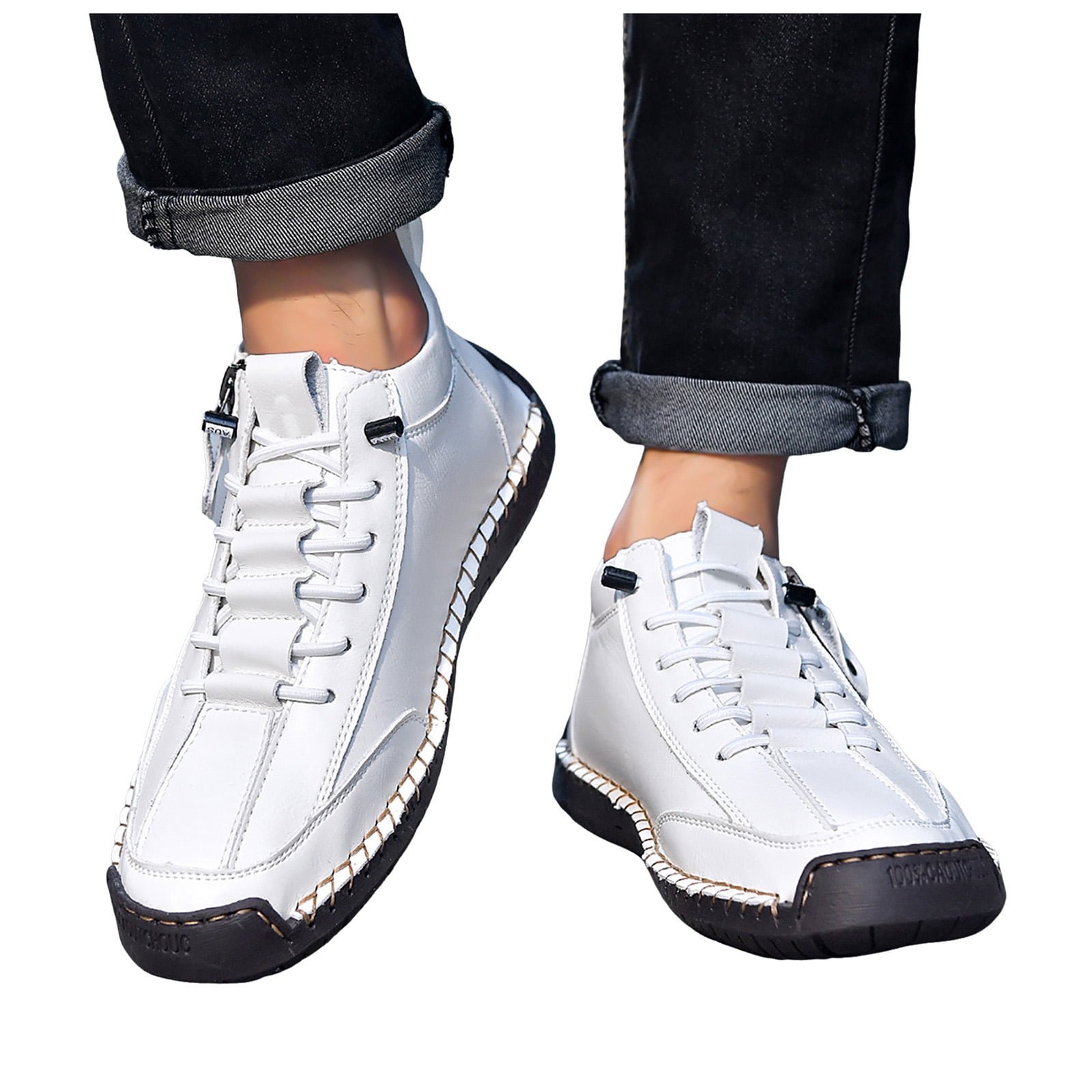 Dakaela Mens Casual Leather Shoes Ankle Chukka Boots Slip on Loafers ...