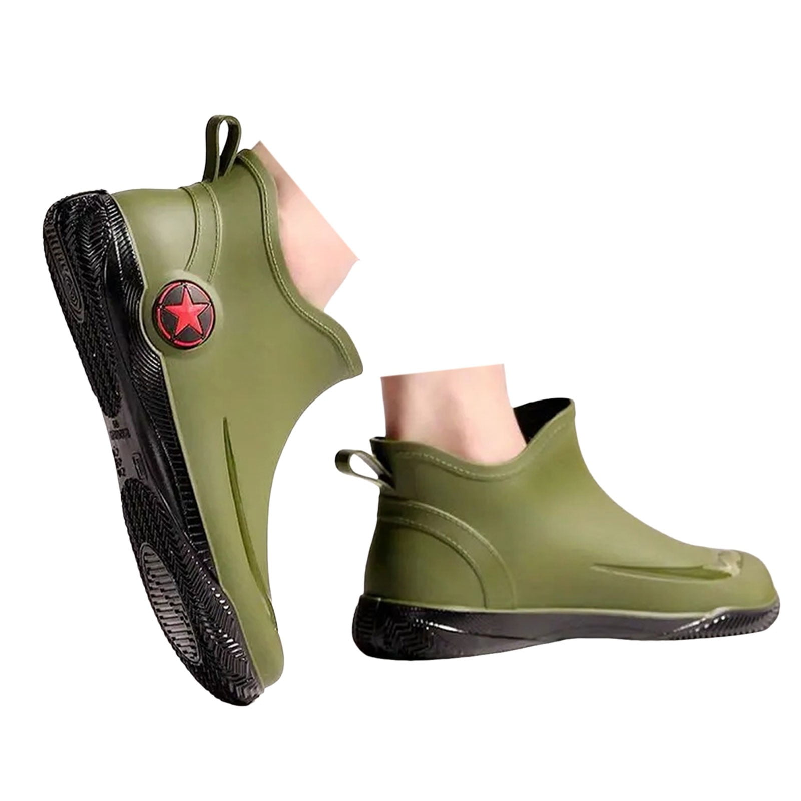 Dakaela Mens Womens Rain Boots Casual Ankle Deck Booties Waterproof ...