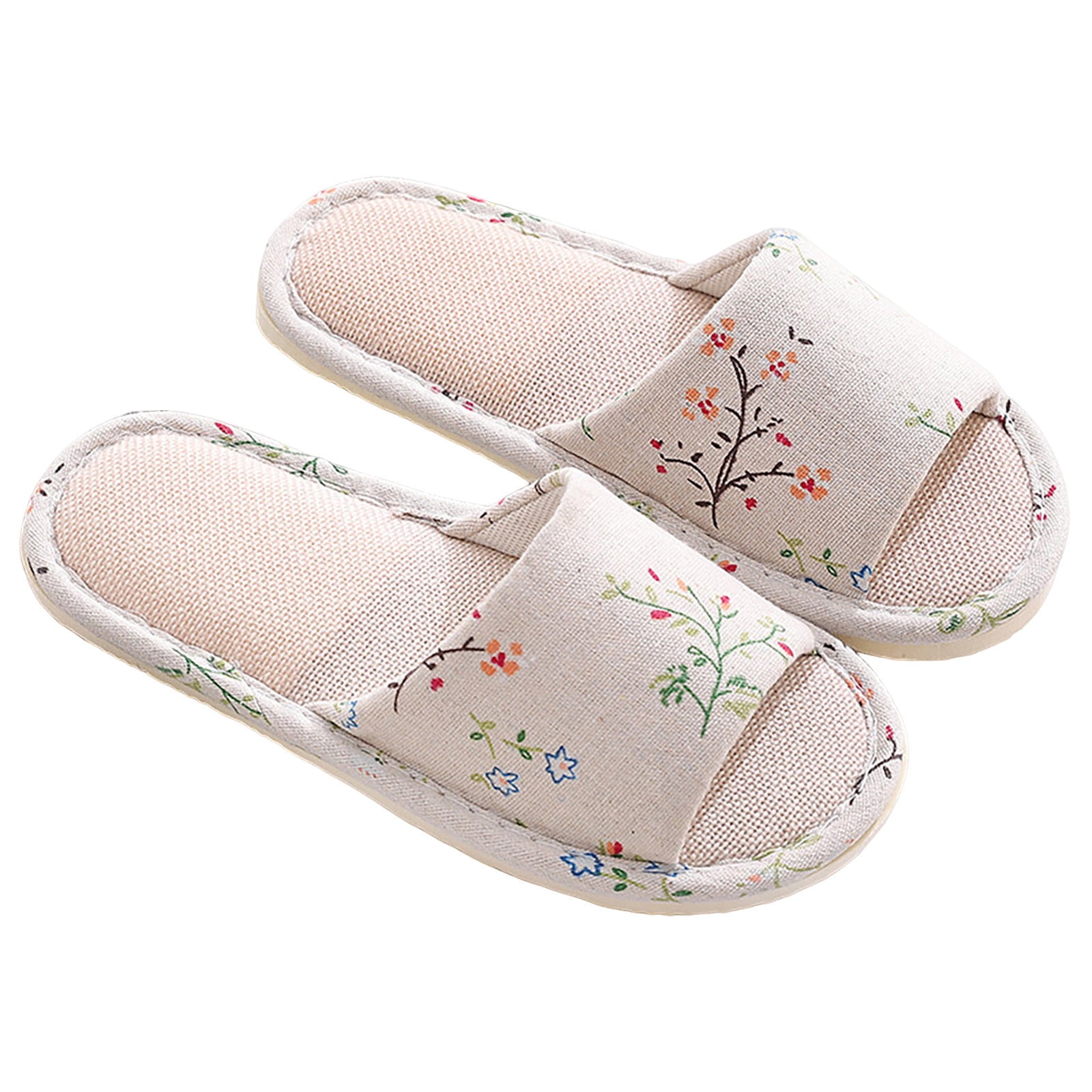 Dakaela Open Toe House Slippers for Women Men Soft Cotton Indoor Shoes ...