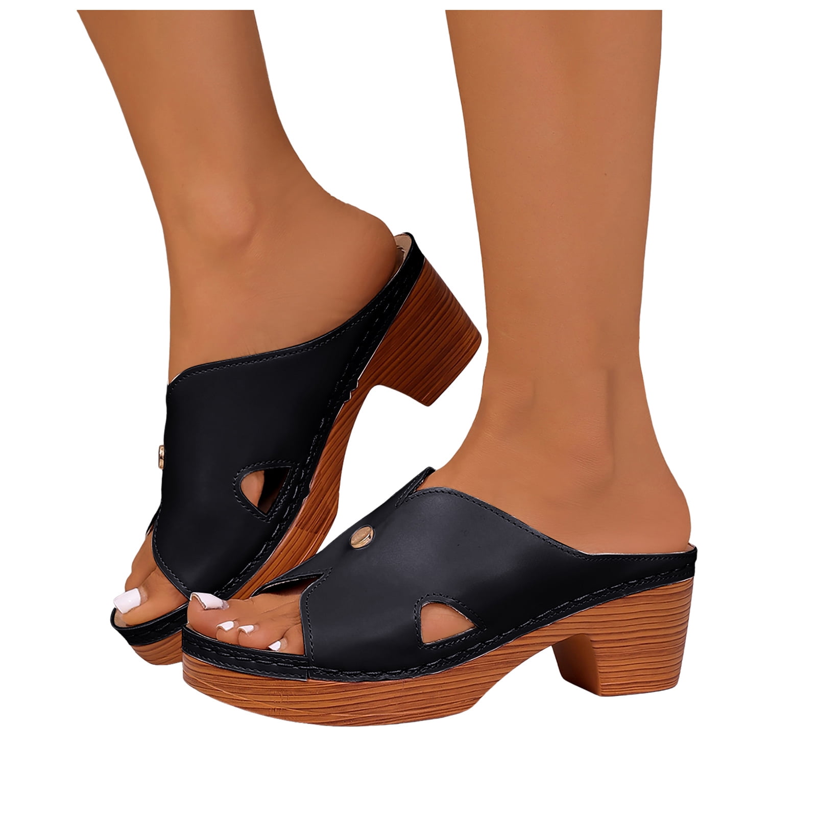 Dakaela Orthopedic Heeled Sandals for Women Fish Mouth Summer Dressy ...