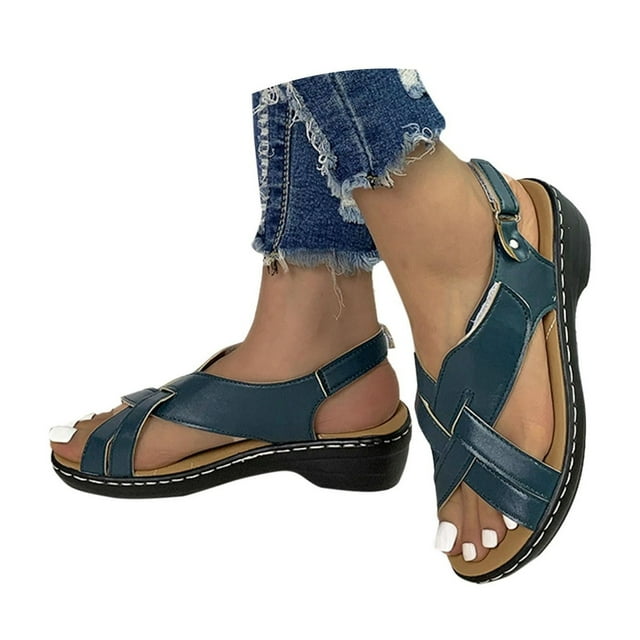 Dakaela Orthopedic Sandals for Women Low Heel Summer Shoes Open Toe ...