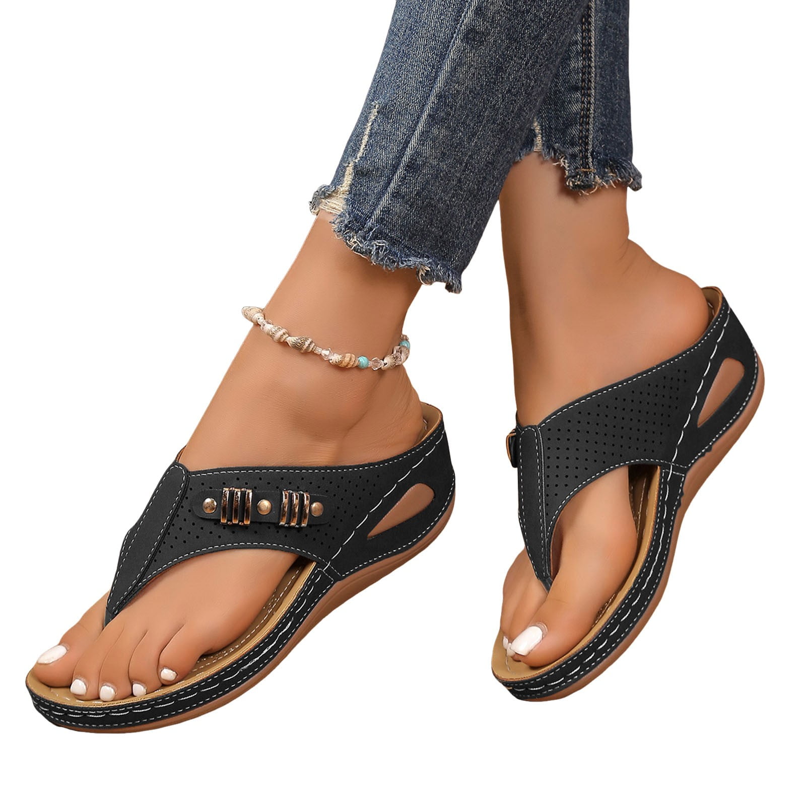 Dakaela Orthopedic Wedge Sandals for Women 2025 Summer Dressy Flip ...