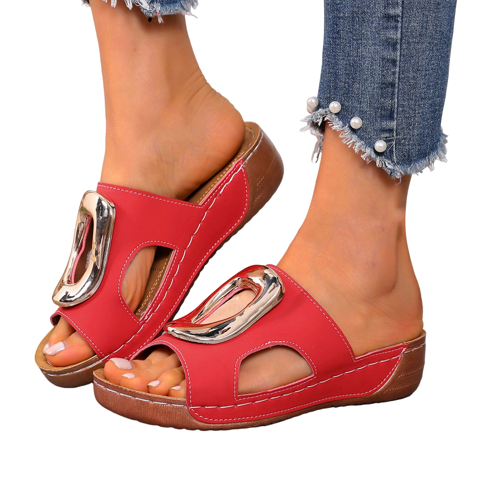 Dakaela Orthopedic Wedge Sandals for Women 2026 Open Toe Wide Width ...