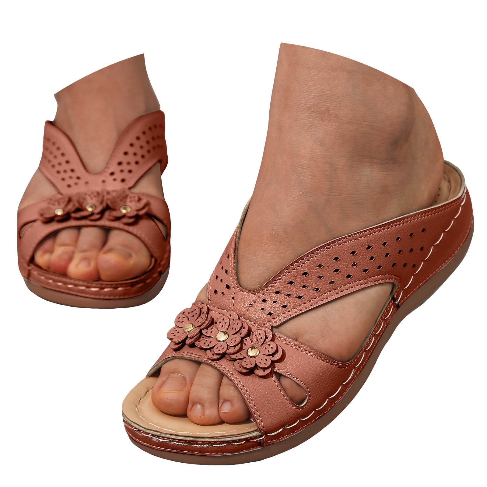 Dakaela Orthopedic Wedge Sandals for Women Hollow Summer Arch Support ...