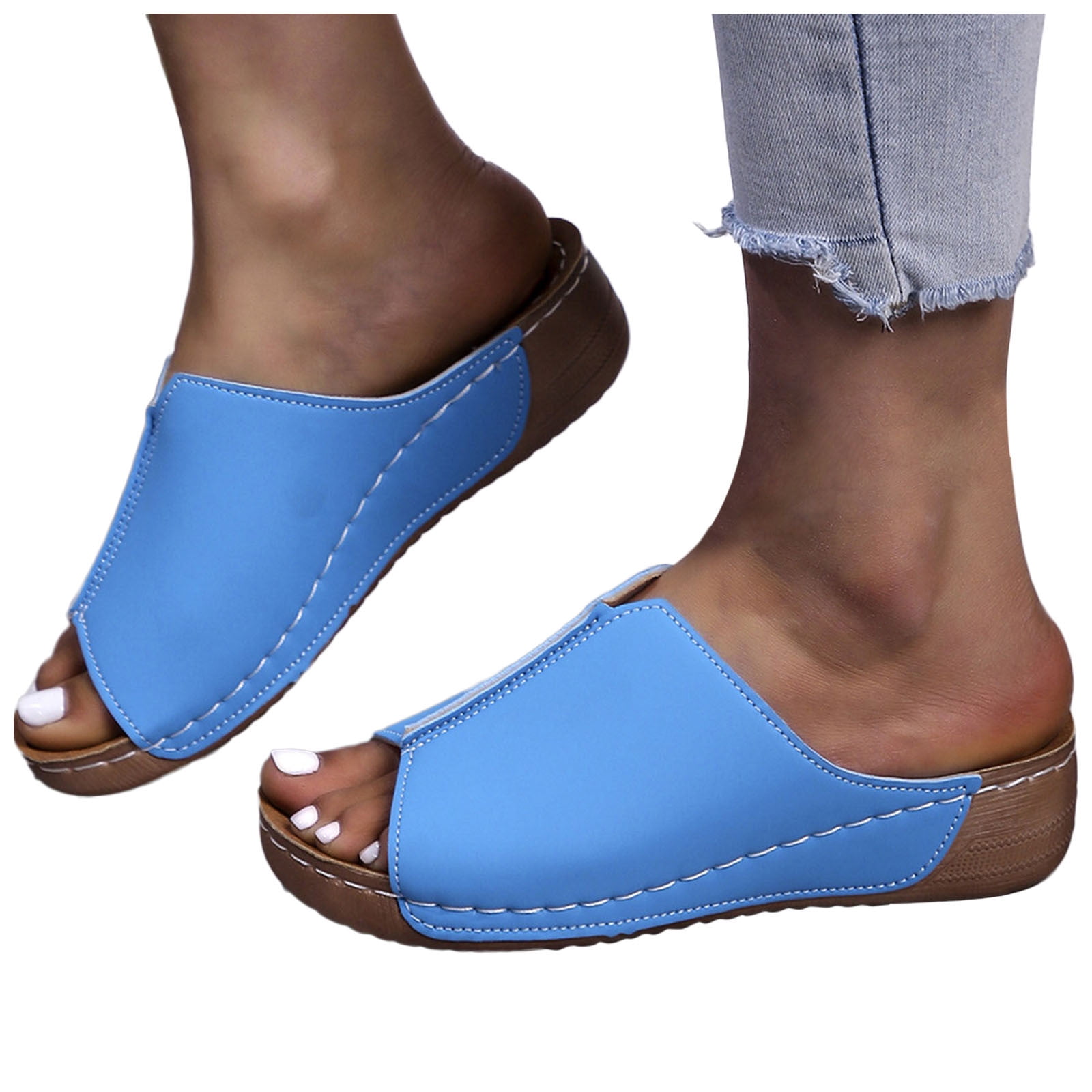 Dakaela Orthopedic Wedge Sandals for Women Open Toe Walking Slide Shoes ...