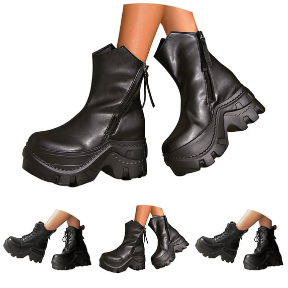 Dakaela Platform Ankle Boots for Women Chunky High Heel Slip on Booties ...