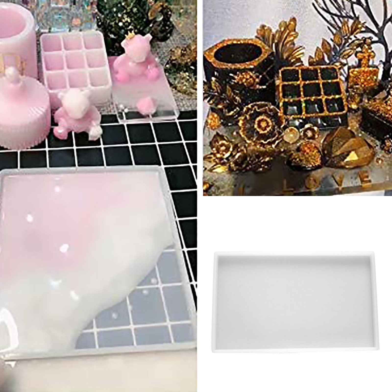 Dakaela Rectangle Resin Tray Silicone Molds Epoxy Mold for Table ...