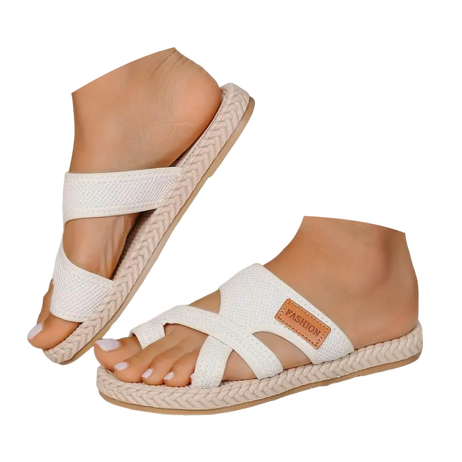 Dakaela Sandals for Women 2025 Linen Mesh Hollow Summer Flip Flops Toe ...
