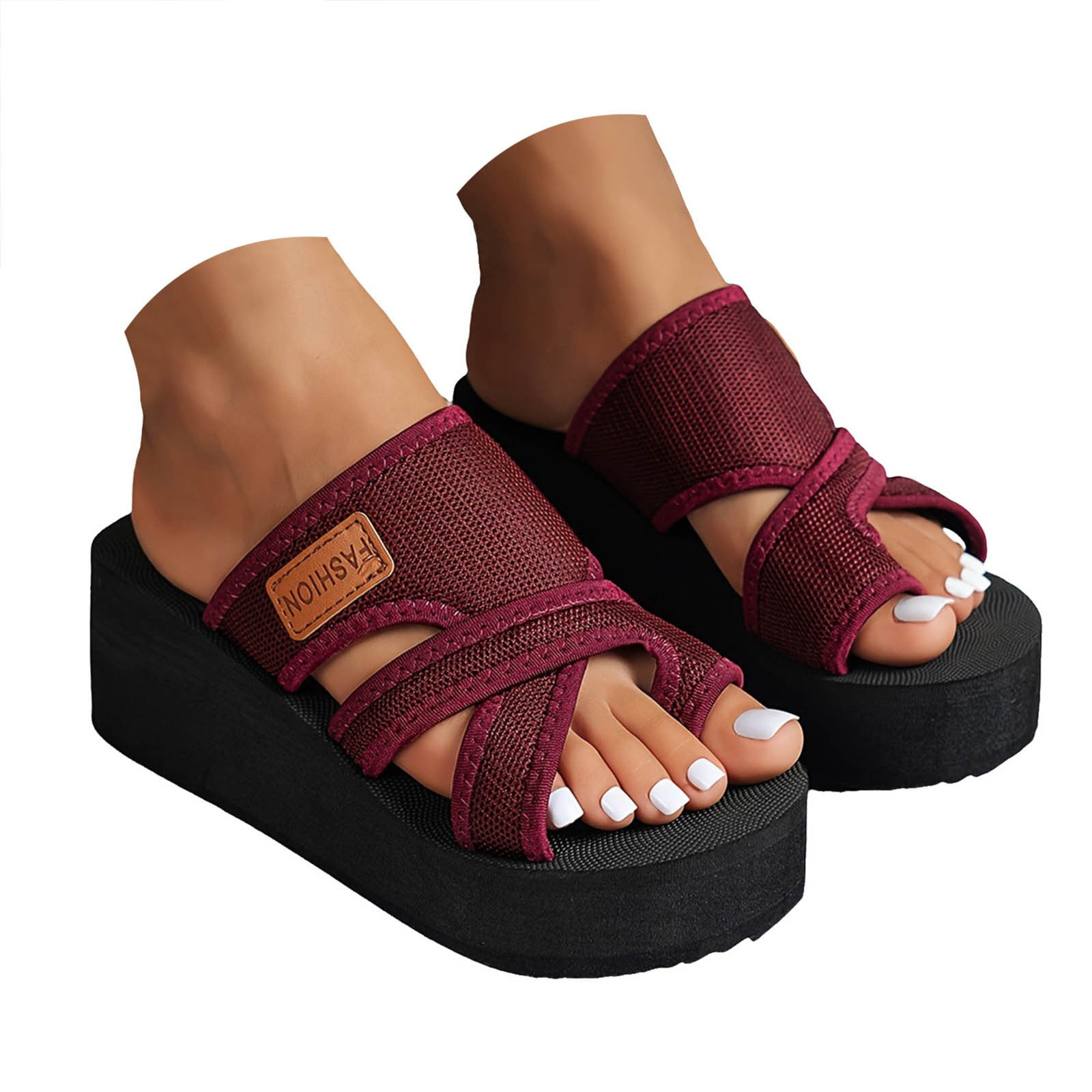 Dakaela Sandals for Women 2025 Summer Beach Hollow Mesh Slides Platform ...