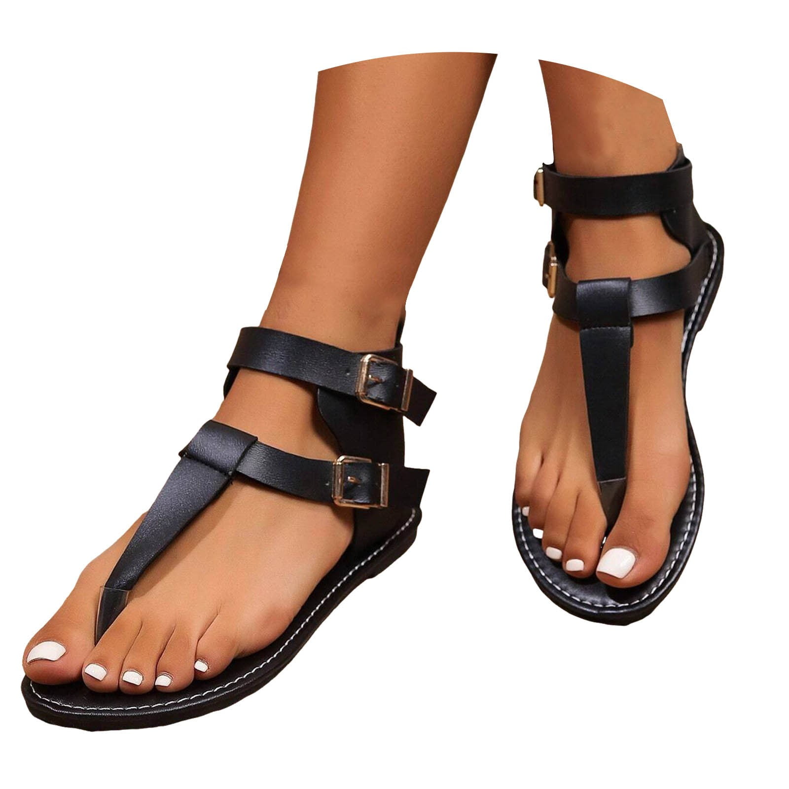 Dakaela Sandals for Women Dressy Summer Thong Flip Flops Ankle Strap ...