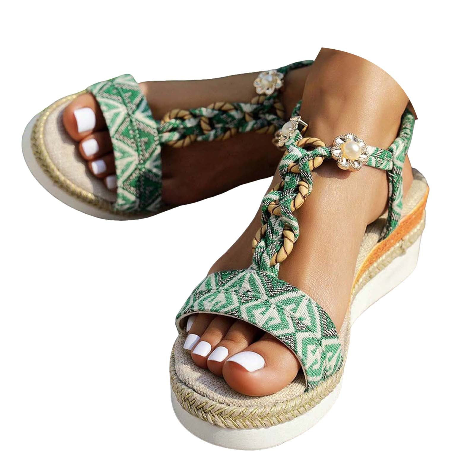 Dakaela Sandals for Women Platform Wedge Espadrilles Ankle Strap Non ...