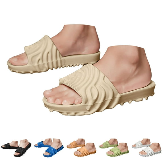 Dakaela Slides for Women Men Soft Platform Bathroom Shower Shoes Non ...