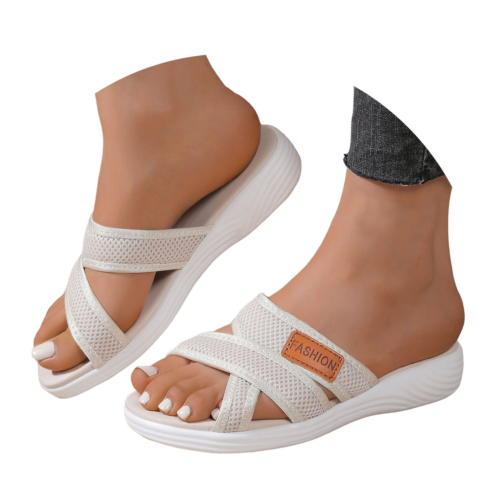 Dakaela Summer Sandals for Women 2025 Hollow Mesh Walking Slides Non ...
