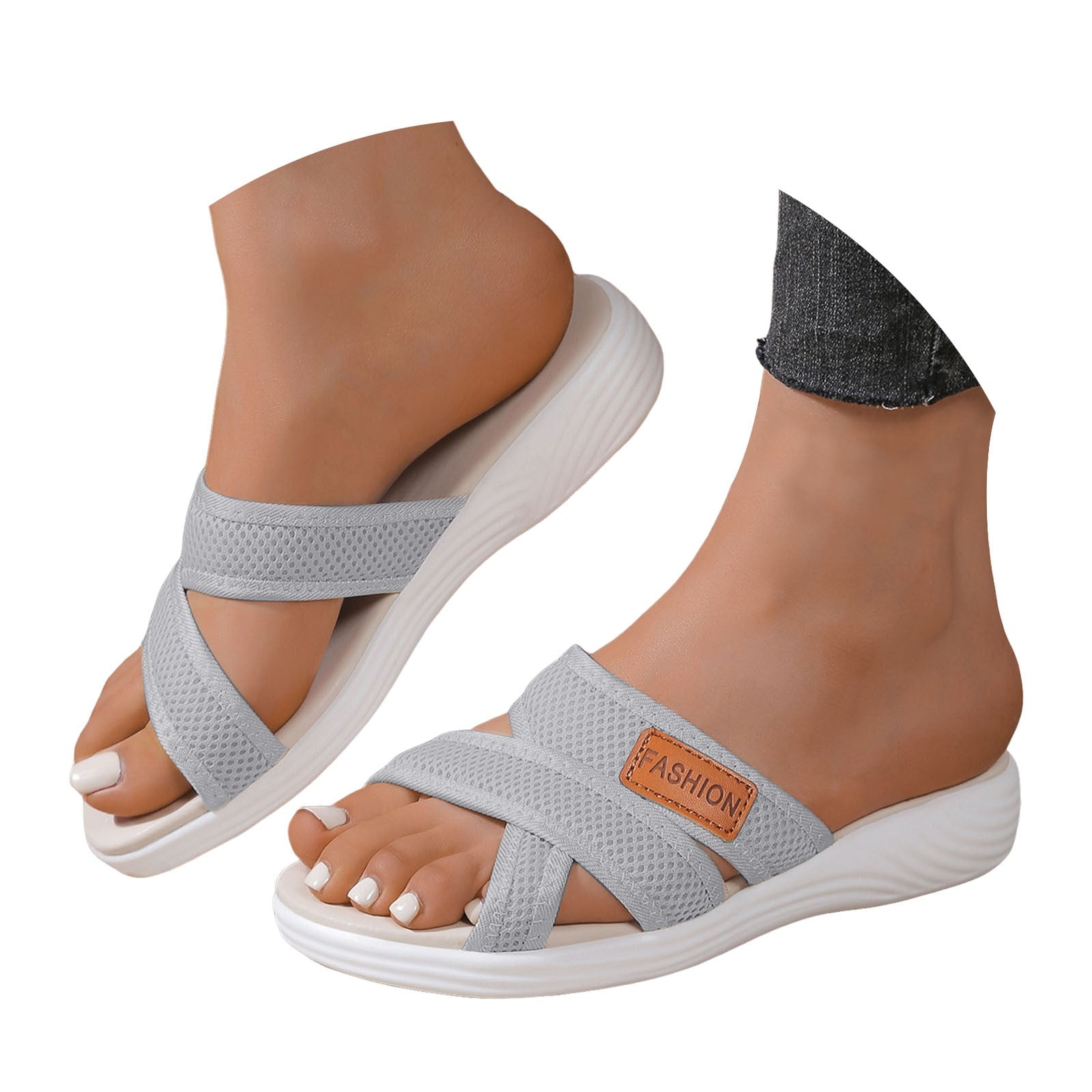 Dakaela Summer Sandals for Women 2025 Hollow Mesh Walking Slides Non ...