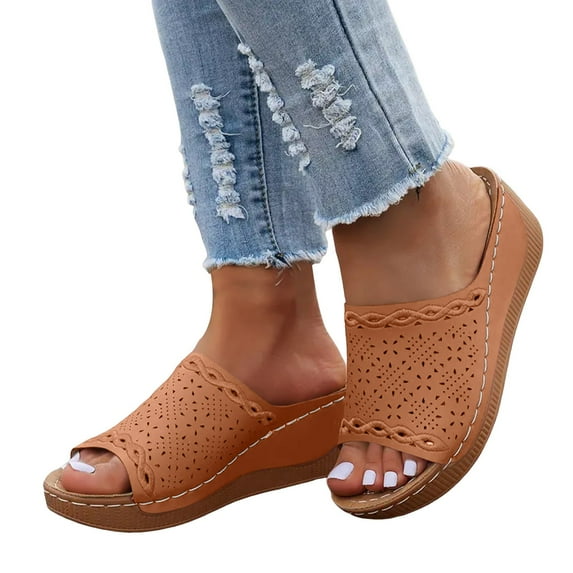 Dakaela Summer Sandals for Women 2026 Platform Wedge Slip on Slides ...