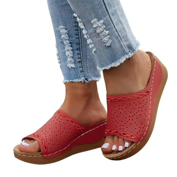 Dakaela Summer Sandals for Women 2026 Platform Wedge Slip on Slides ...