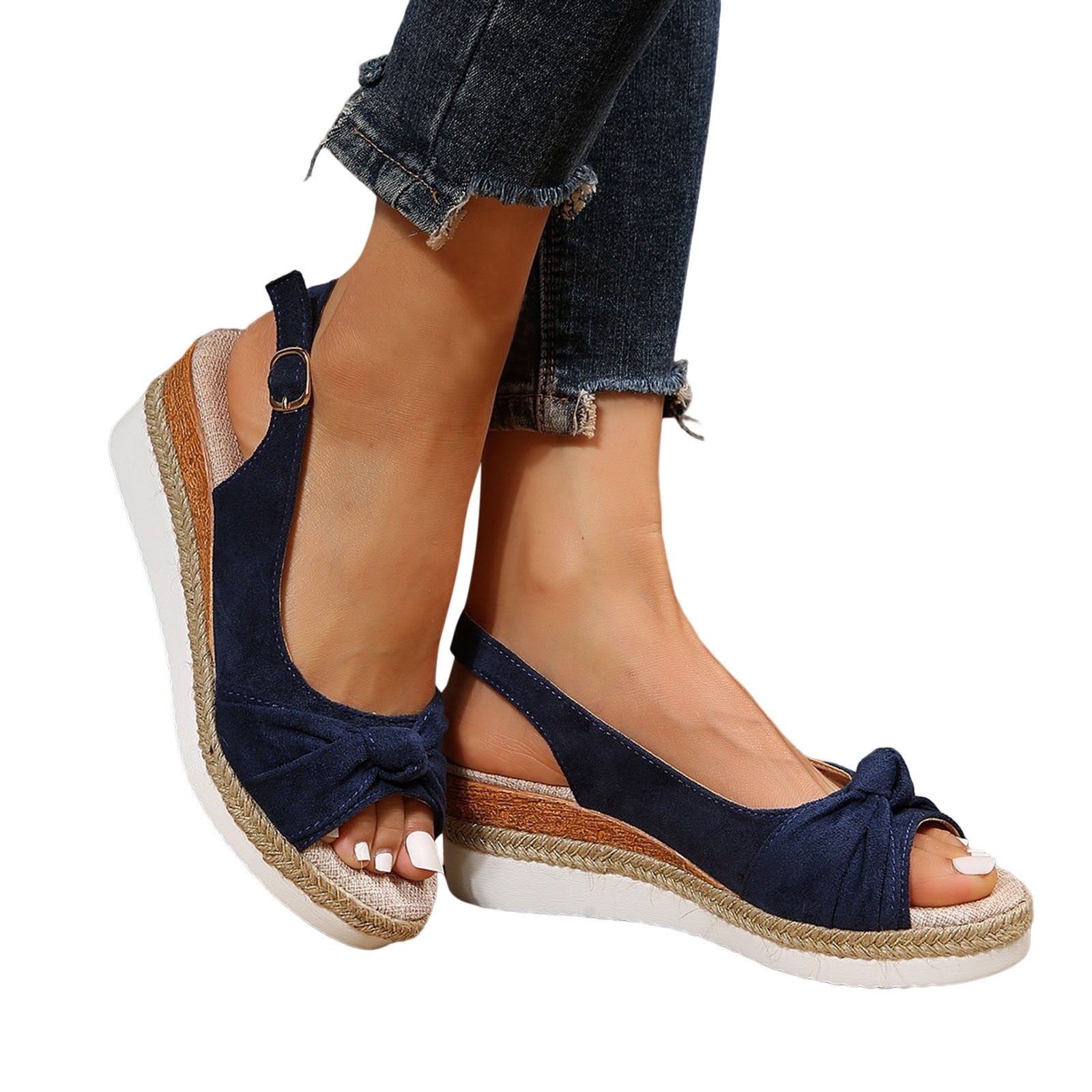 Dakaela Wedge Platform Sandals for Women Peep Toe Dressy Espadrilles ...