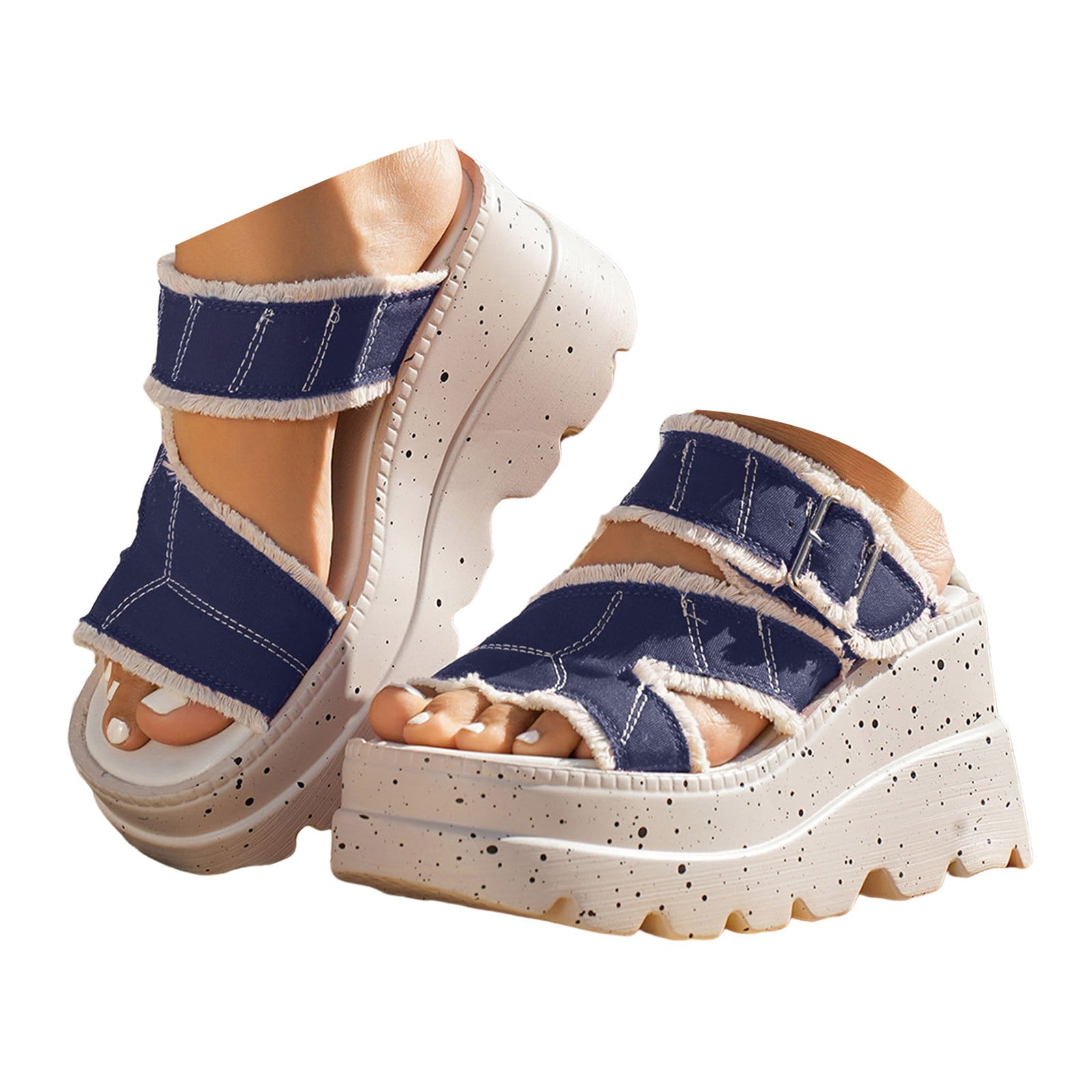 Dakaela Wedge Sandals for Women Summer Beach Platform Walking Slides ...