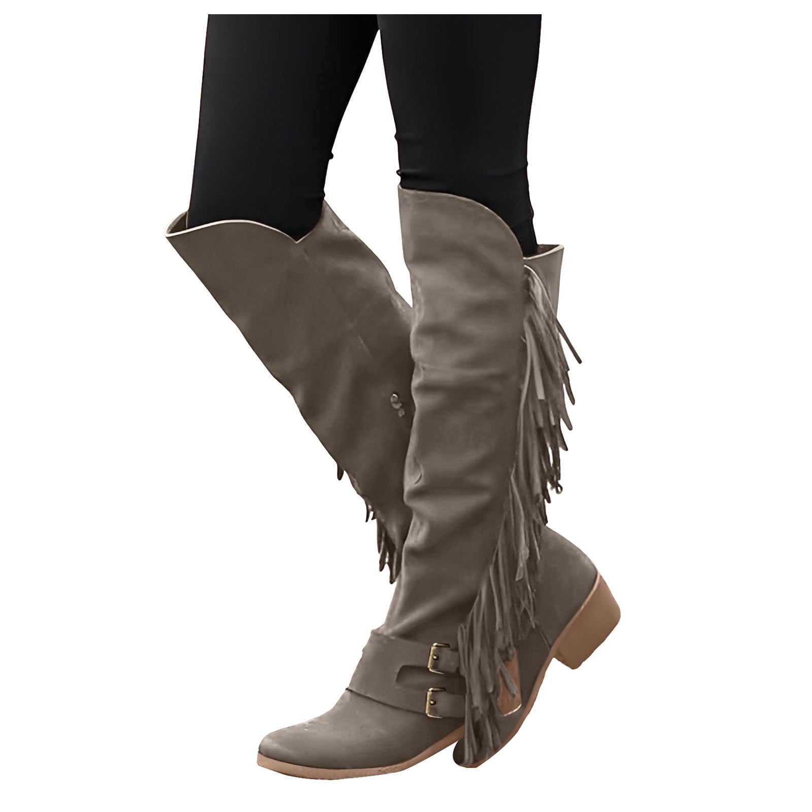 Dakaela Western Cowboy Boots for Women Side Tassel Cowgirl Over the ...