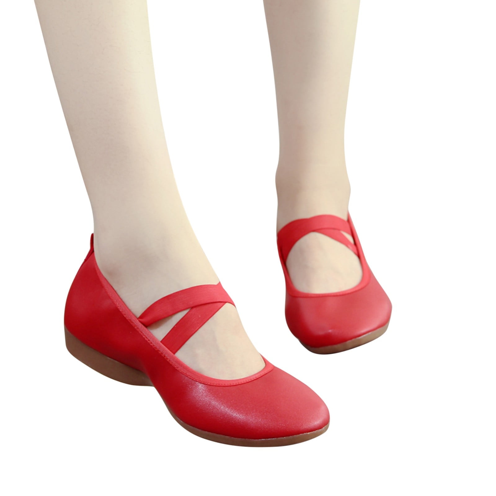 Dakaela Women Dance Jazz Shoes Upper Leather Slip on Dacing Flats ...