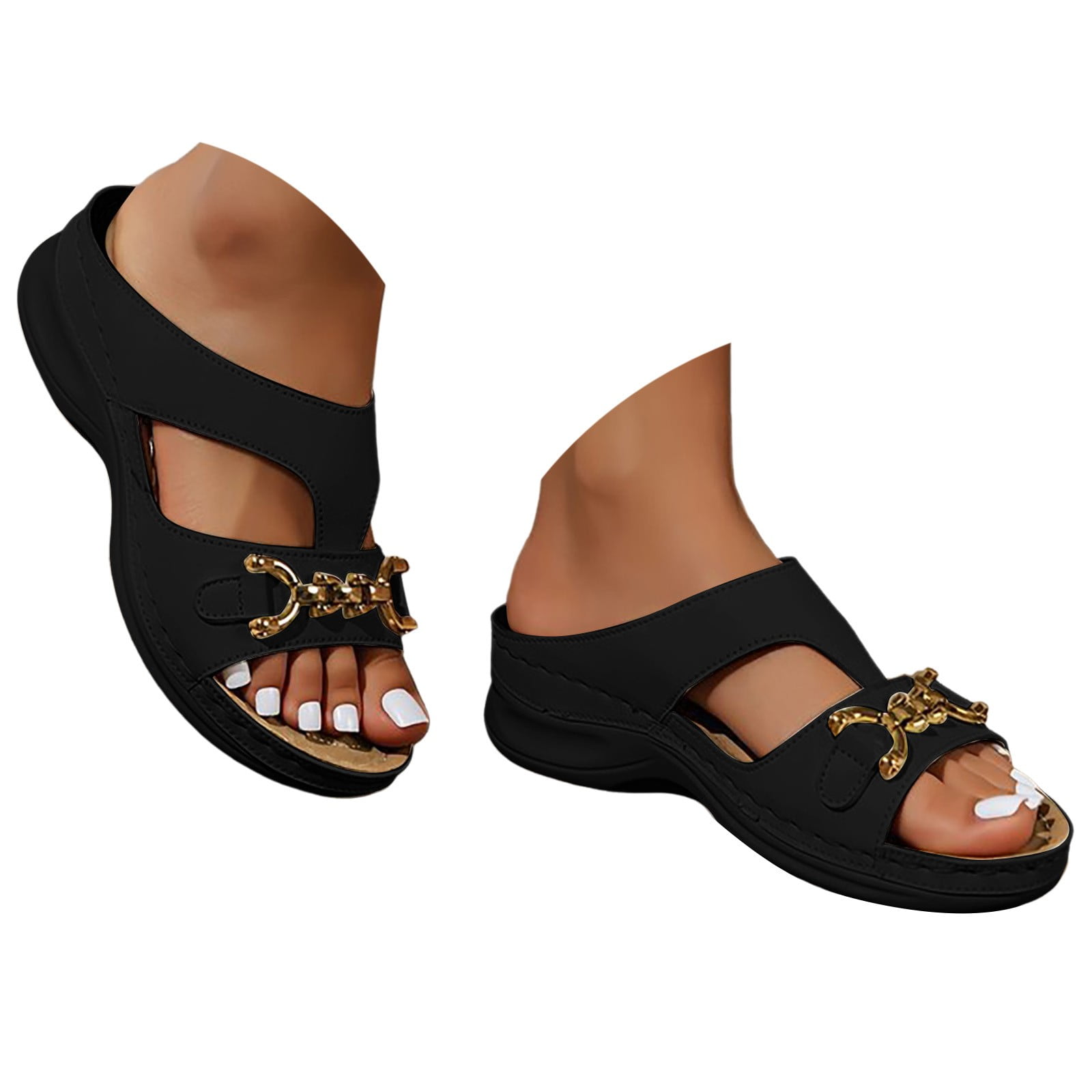 Dakaela Women Orthotic Slides Comfortable Orthopedic Wedge Sandals Arch ...