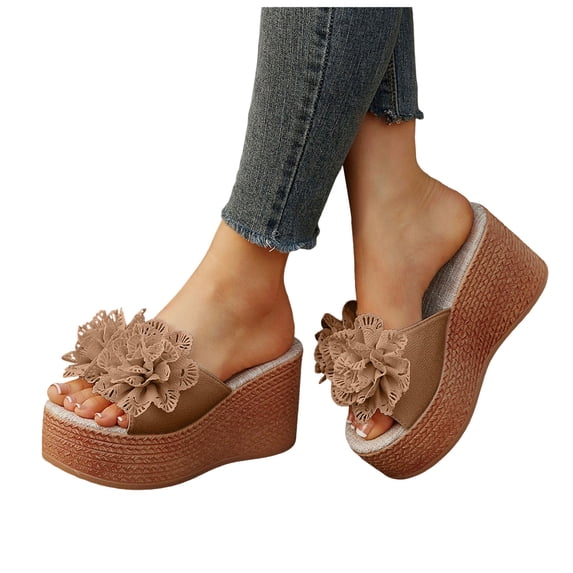 Dakaela Women's 3D Flower Platform Wedge Sandals Open Toe Non Slip ...
