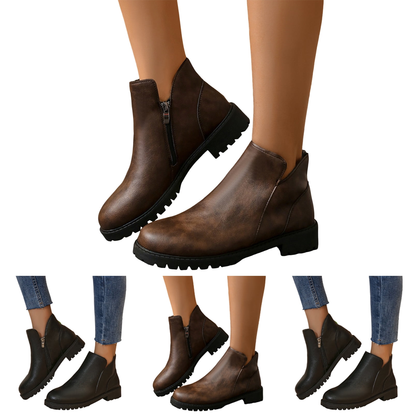 Dakaela Women's Ankle Boots Classic Low Chunky Heel Chelsea Booties ...