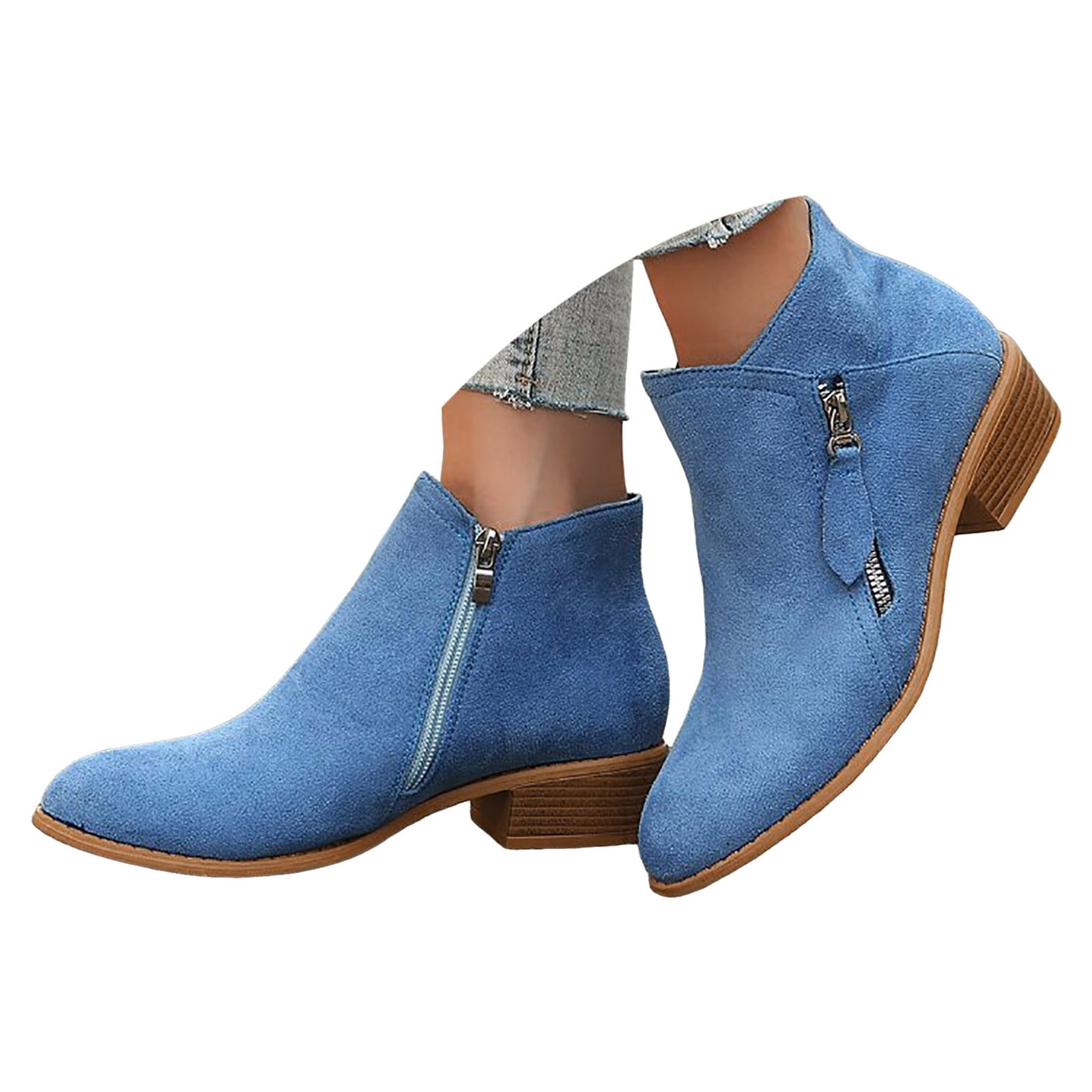 Dakaela Women's Ankle Boots Low Chunky Stacked Heel Dress Short Booties ...