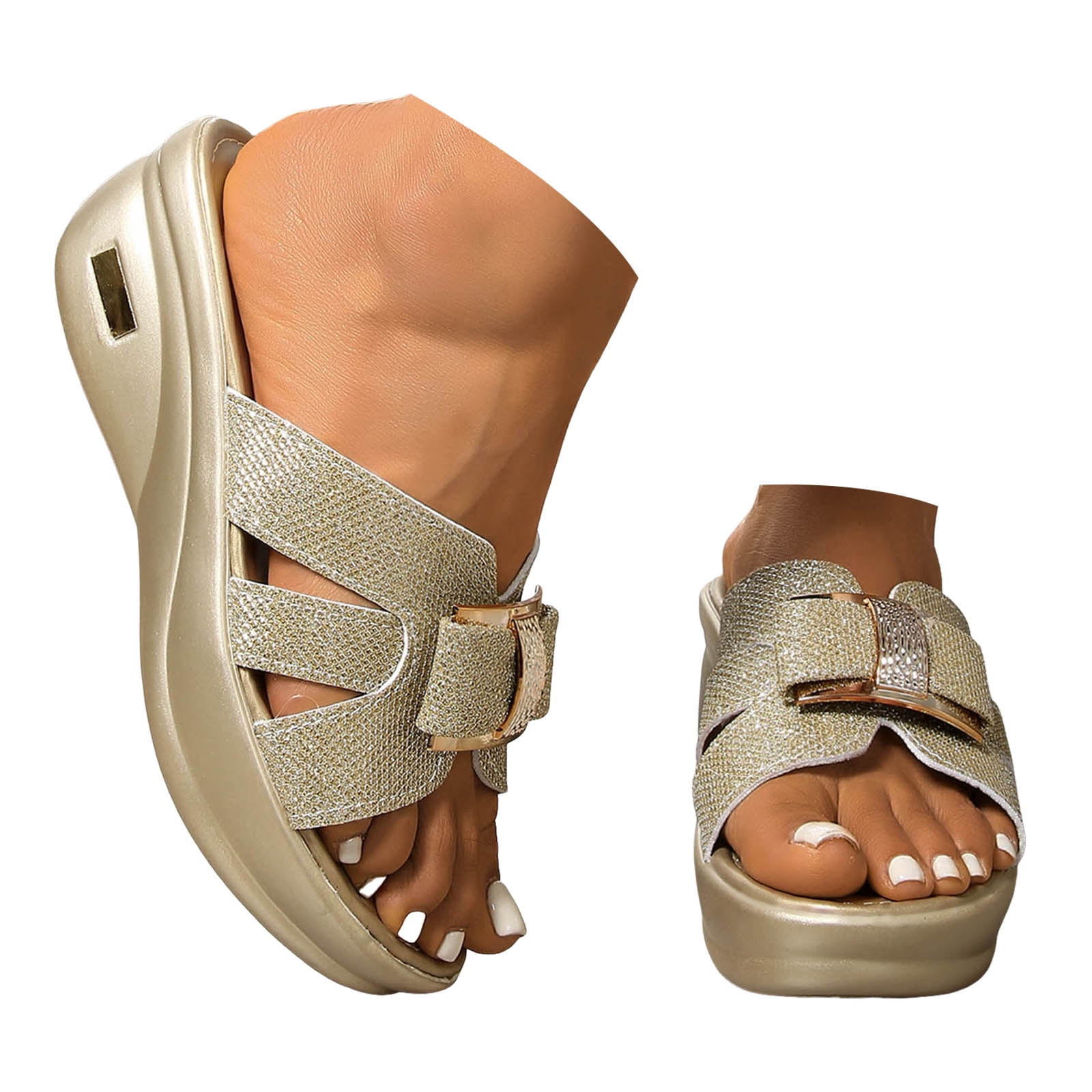 Dakaela Women's Arch Support Slide Sandals Orthopedic Slip on Wedge ...