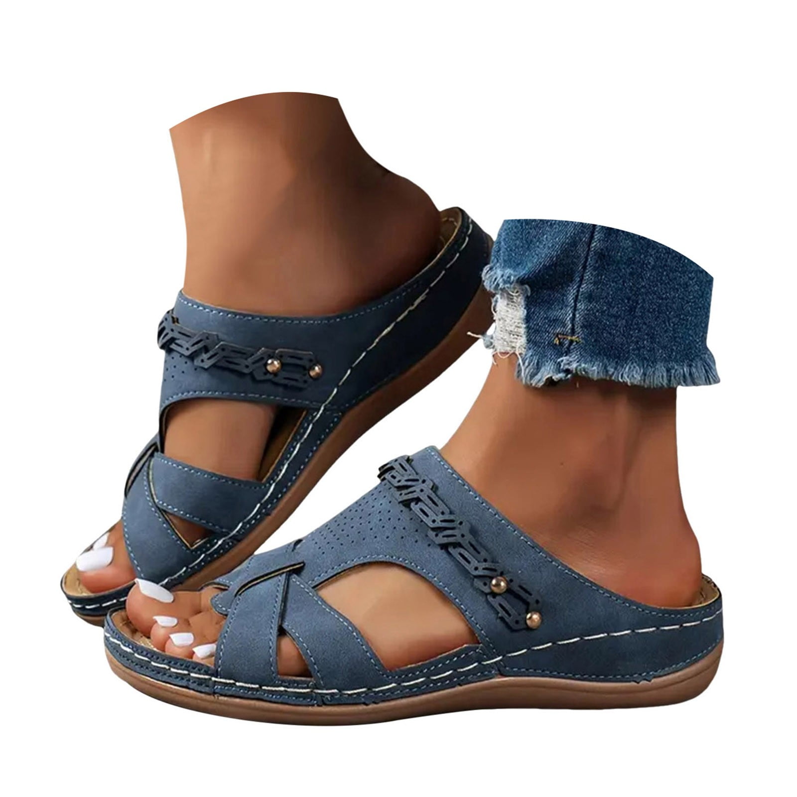 Dakaela Women's Arch Support Wedges Sandals Slip on Platform Beach ...