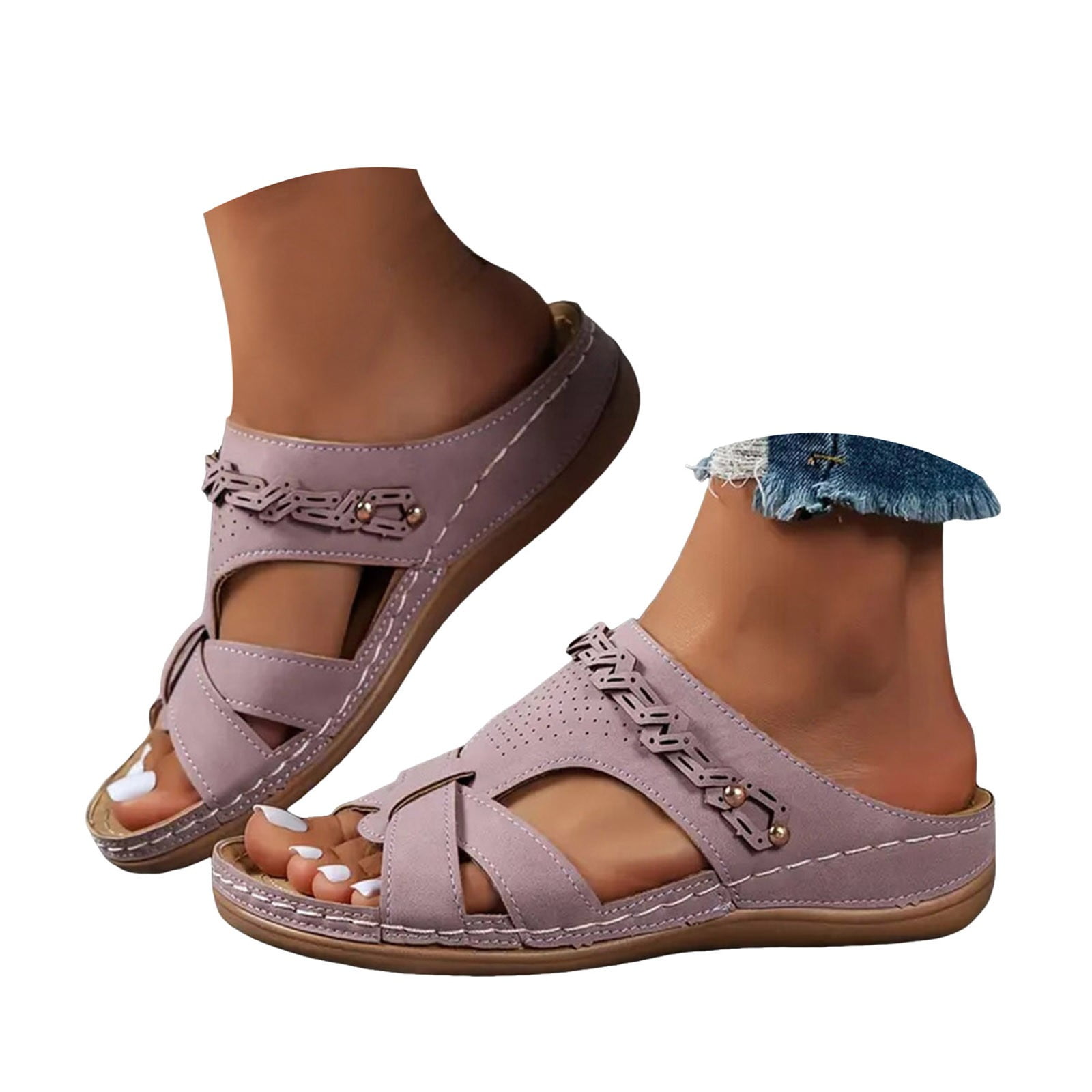 Dakaela Women's Arch Support Wedges Sandals Slip on Platform Beach ...