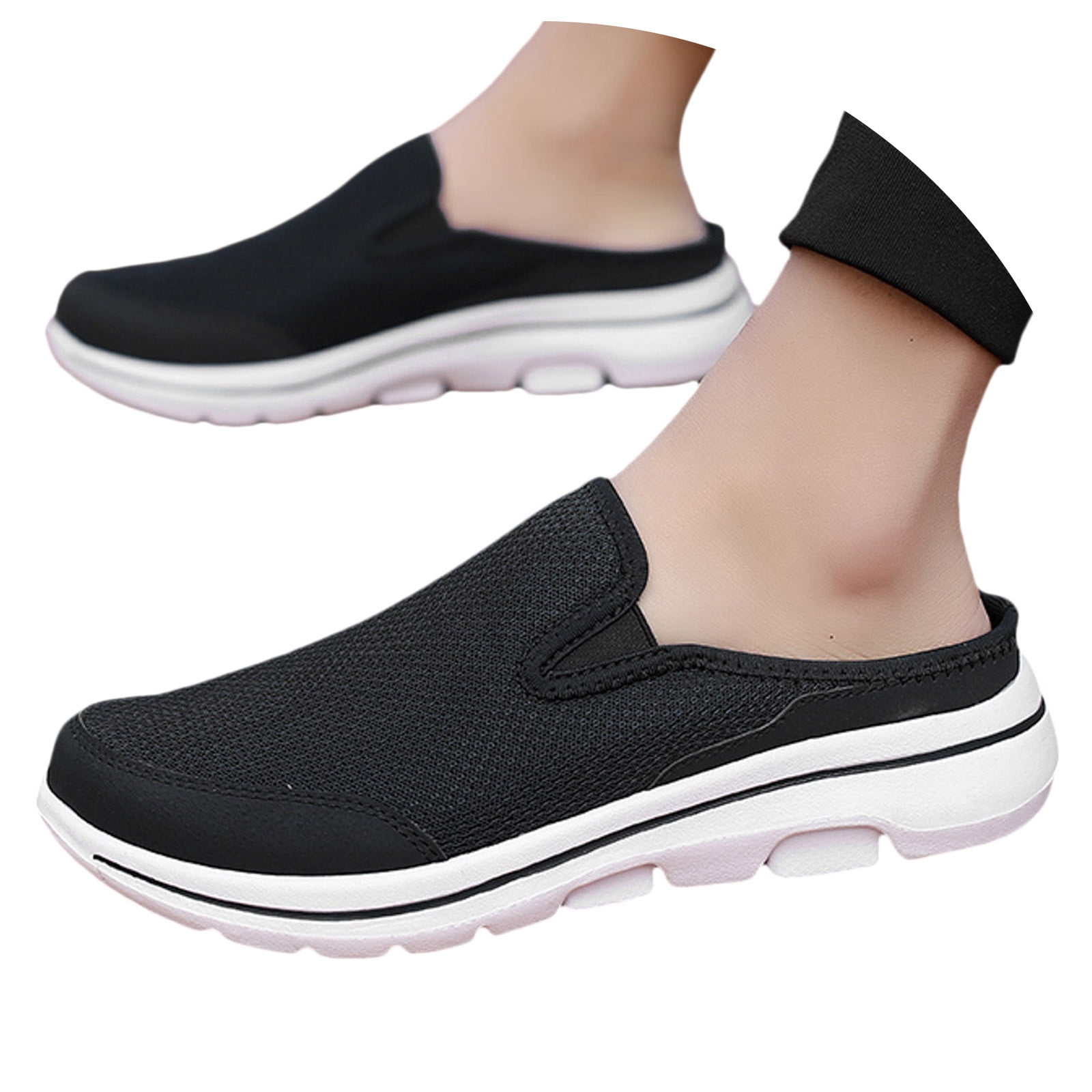 Dakaela Women's Backless Sneakers Mesh Open Back Clogs Breathable Slip ...