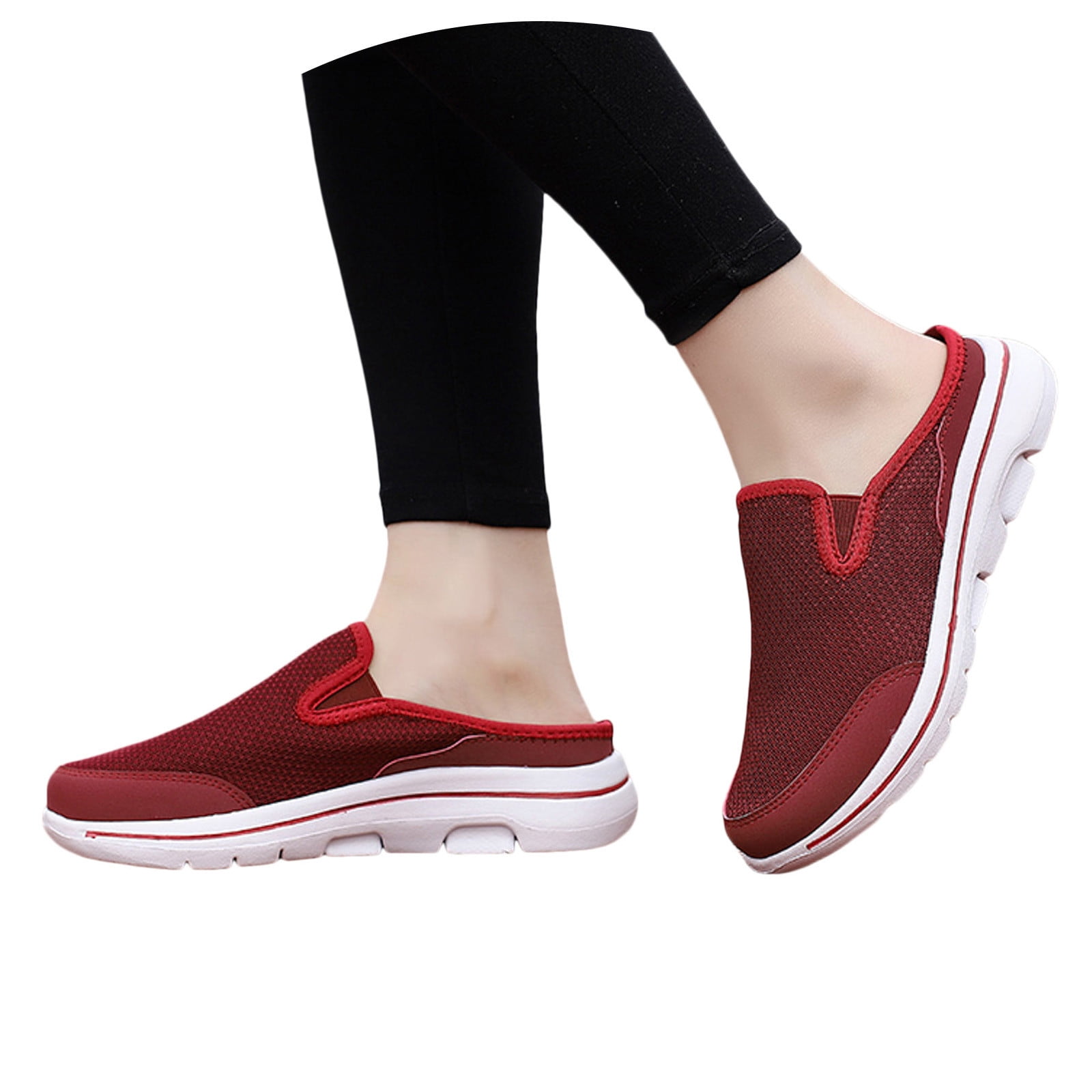 Dakaela Women's Backless Sneakers Mesh Open Back Clogs Breathable Slip ...