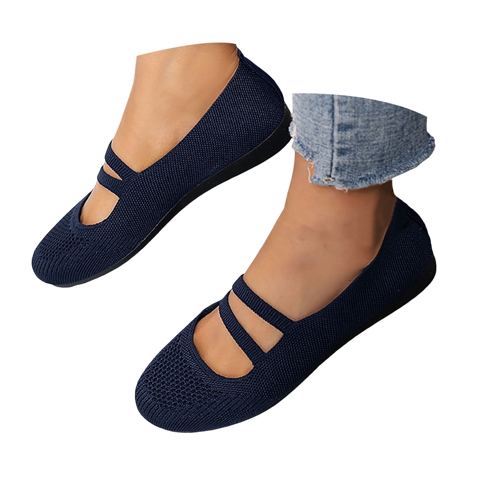 Dakaela Women's Ballet Flat Shoes Round Toe Mesh Mary Jane Ladies ...