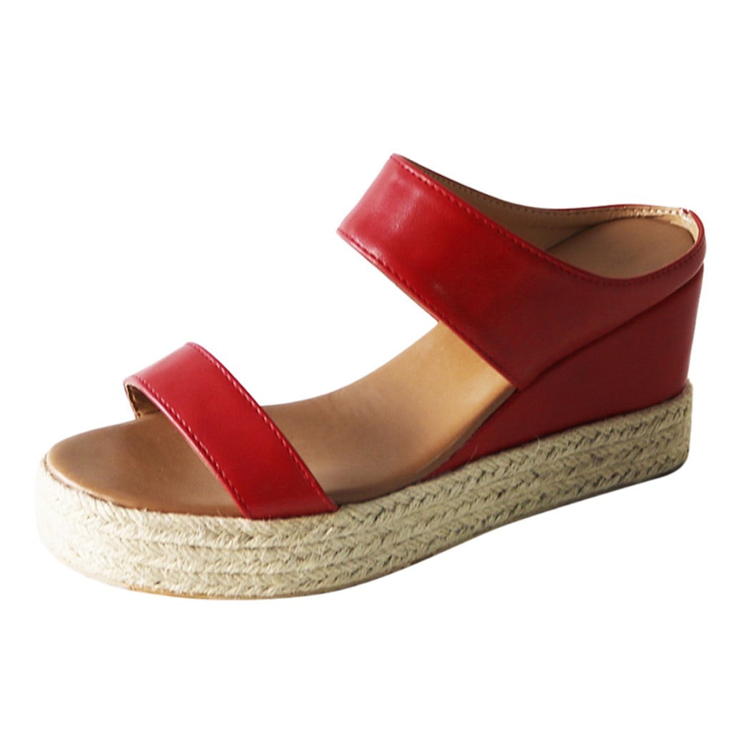 Dakaela Women's Espadrille Platform Wedge Sandals Open Toe Leather ...