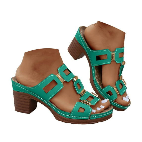 Dakaela Women's Fashion Heeled Sandals Open Toe Low Chunky Heels Dress ...