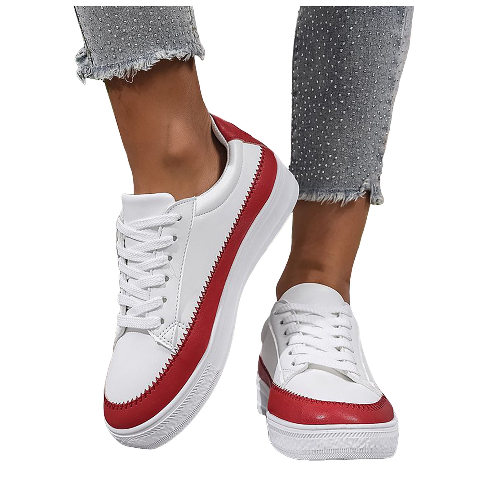 Dakaela Women's Fashion Sneakers Casual Lace up Low Top Tennis Running ...